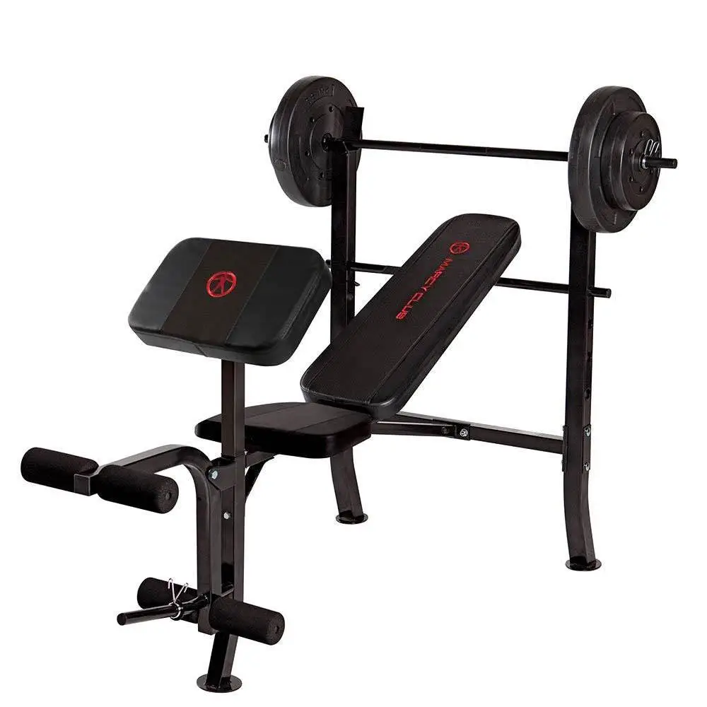 Marcy Pro Home Gym Standard Weight Training Bench with 80 Pound Weight ...