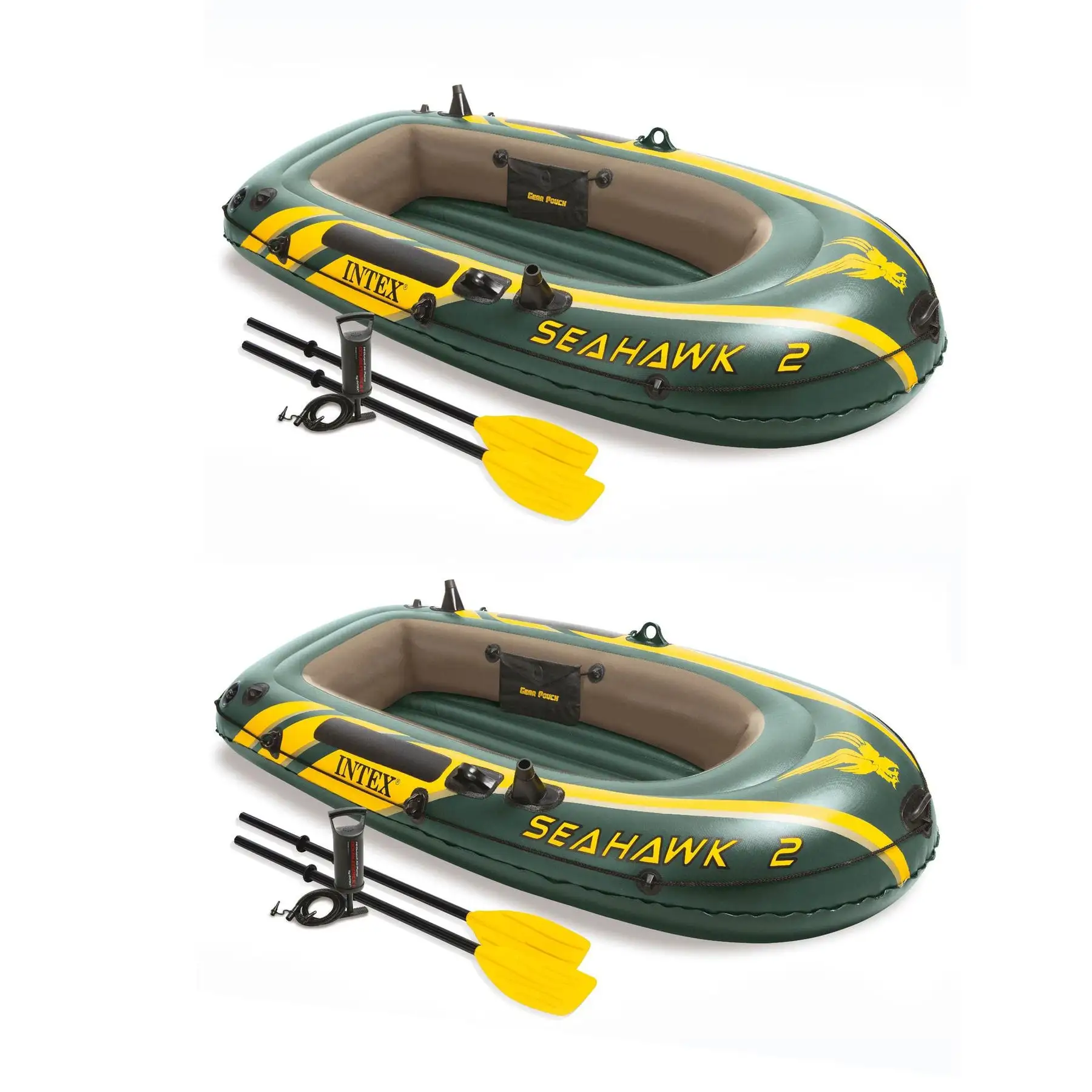 Intex Seahawk 2 Inflatable 2 Person Floating Boat Raft with Oars & Pump ...