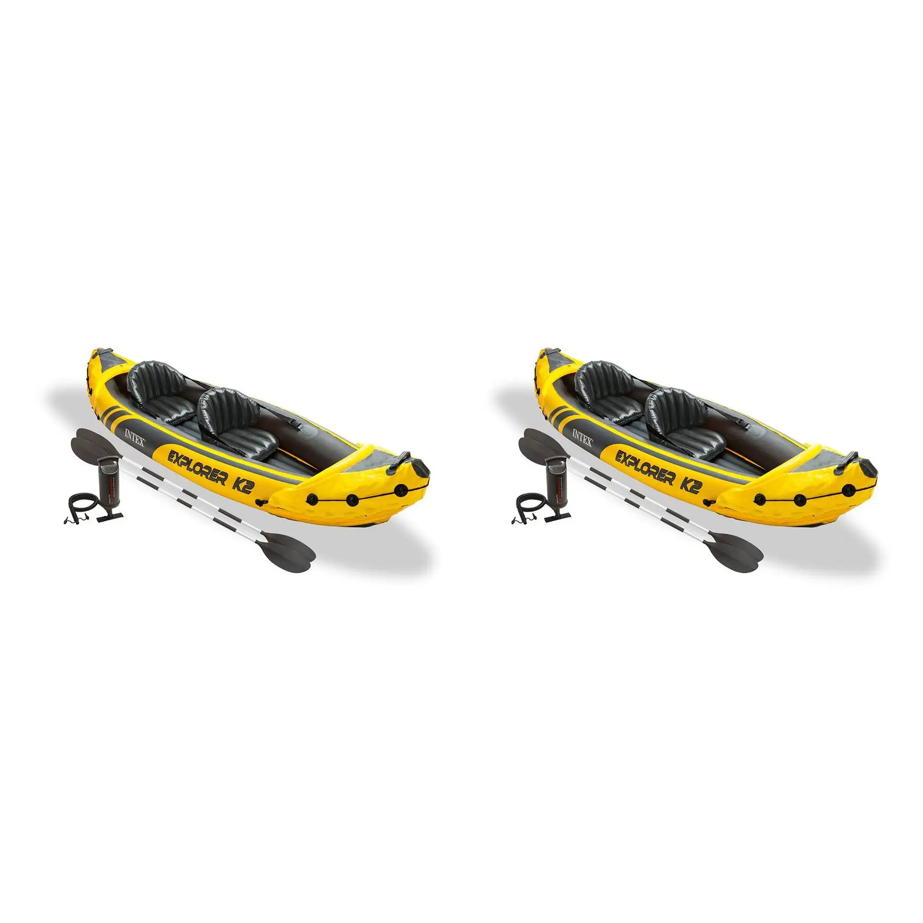 Intex Explorer K2 Yellow 2 Person Inflatable Kayak with Oars & Air Pump ...