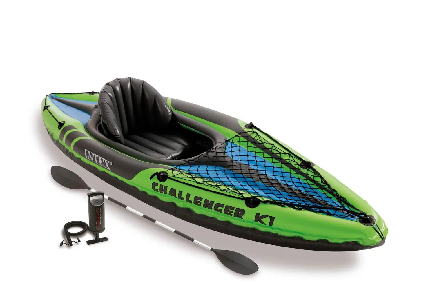 Intex Challenger K1 1-Person Inflatable Sporty Kayak w/ Oars And Pump ...