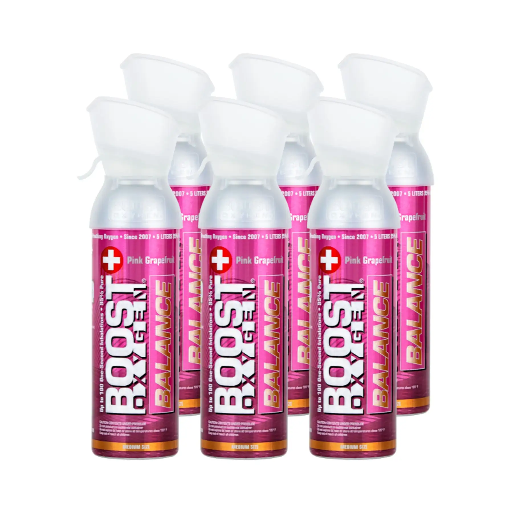 Boost Oxygen Natural 5 Liter Pure Oxygen Canister, Pink Grapefruit (6 ...