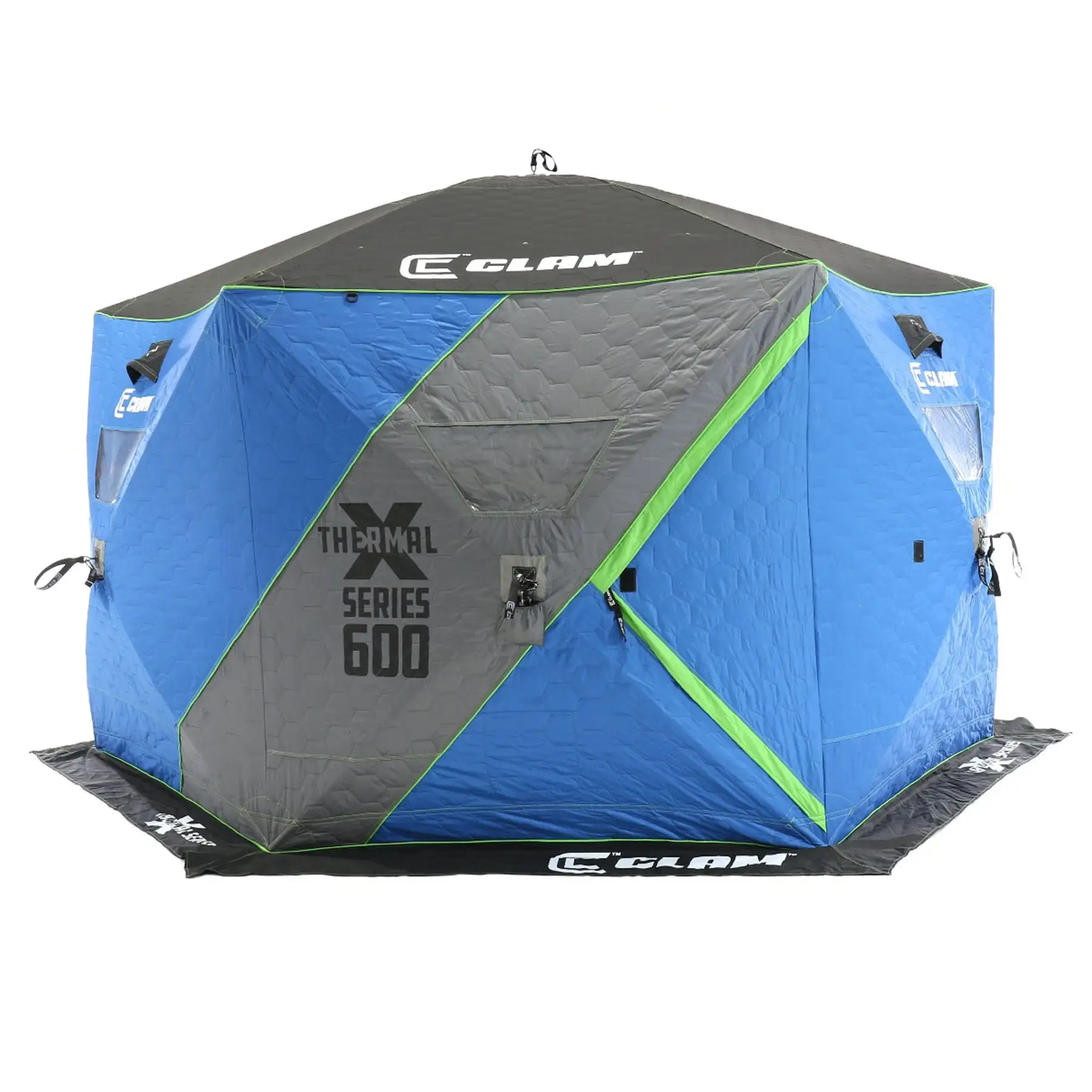 CLAM X-600 Portable 11.5 Ft 7 Person Pop Up Ice Fishing Thermal Hub ...