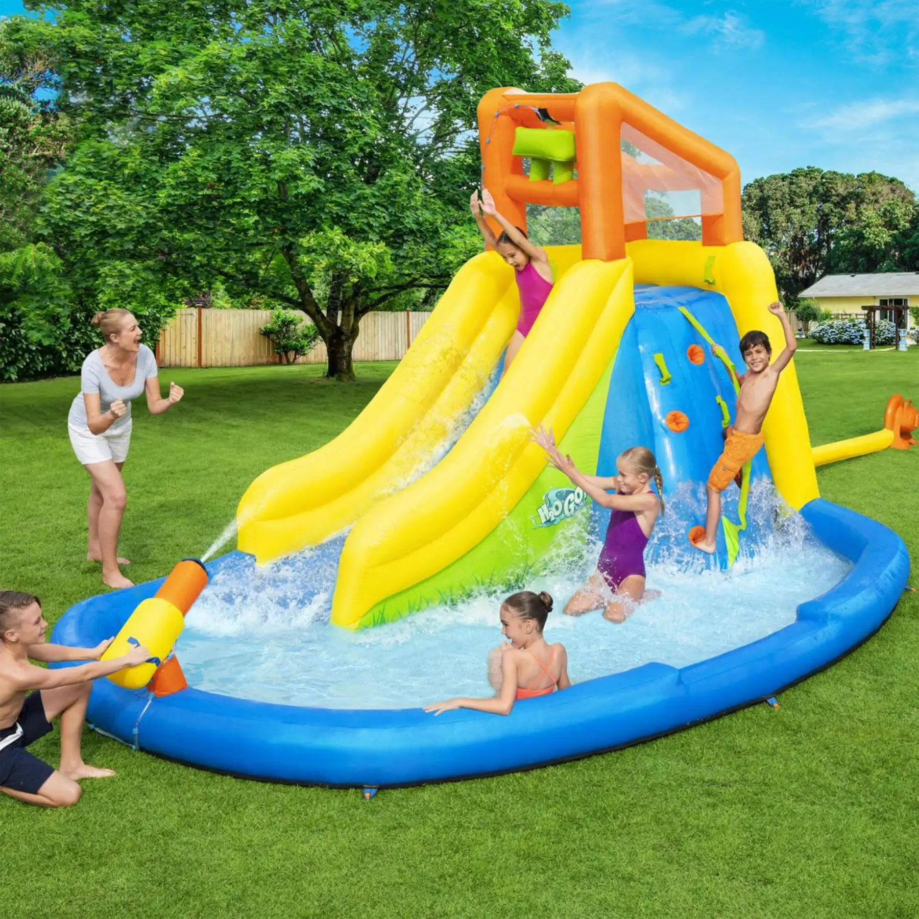 H2OGO! Kids Inflatable Outdoor Water Splash Play Park with Slide (For ...