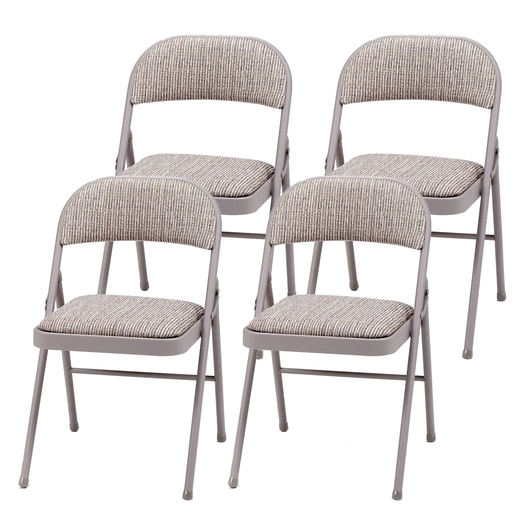 MECO Sudden Comfort Metal Fabric Padded Folding Chair, Gray (4 Pack ...