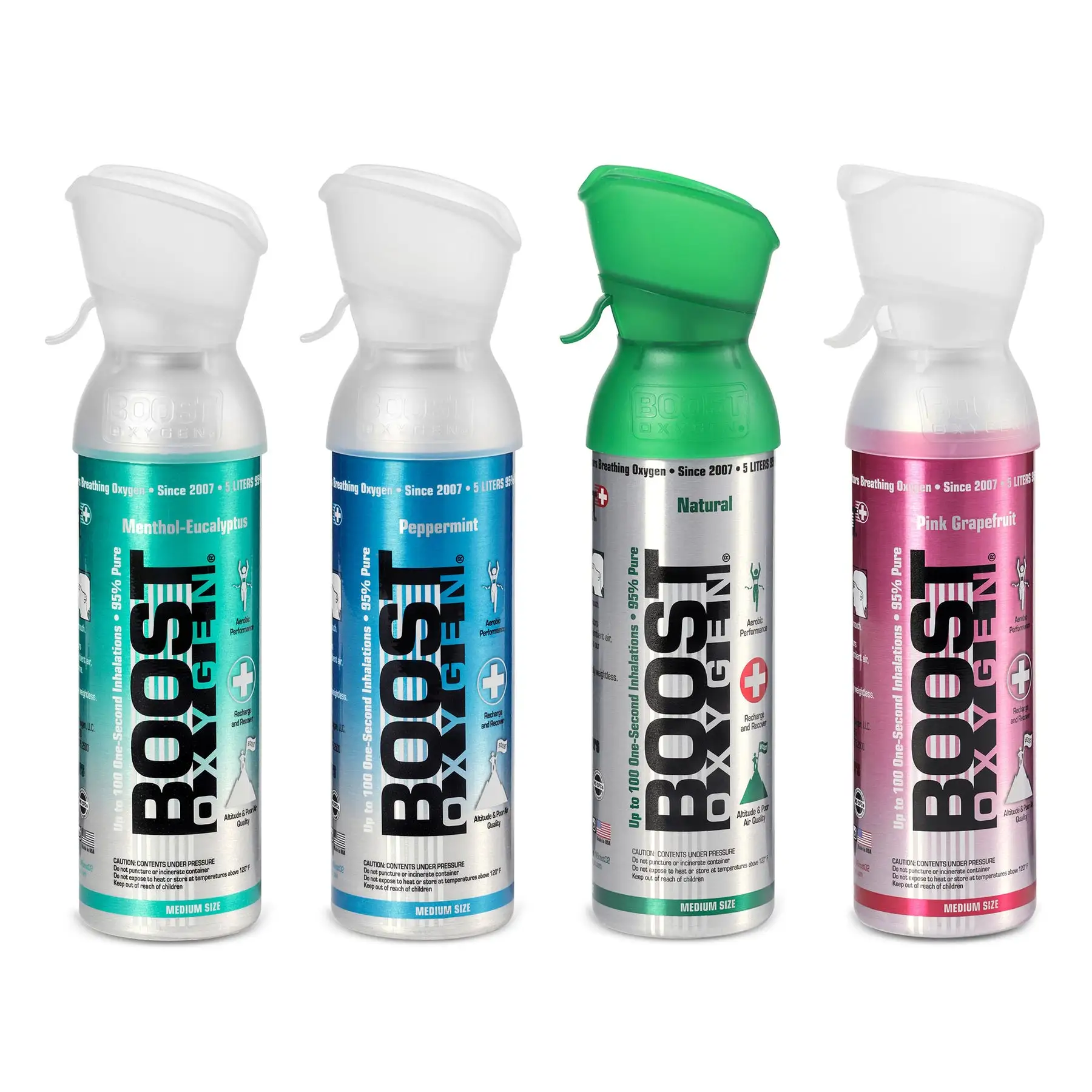 Boost Oxygen Natural Portable 5 Liter Pure Oxygen Variety Canister (4 ...