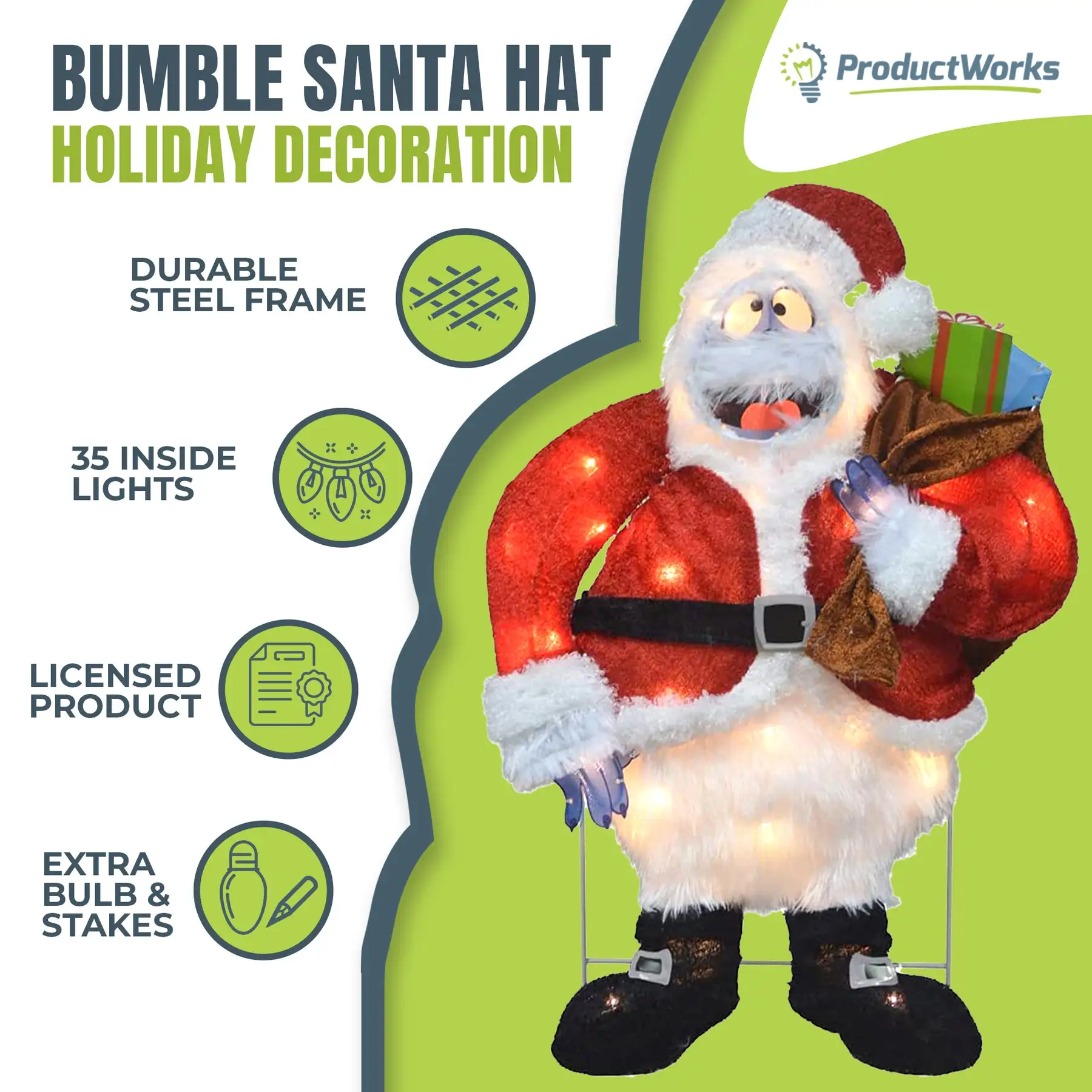 ProductWorks 24in Bumble Snowman Santa Pre Lit Christmas Yard ...