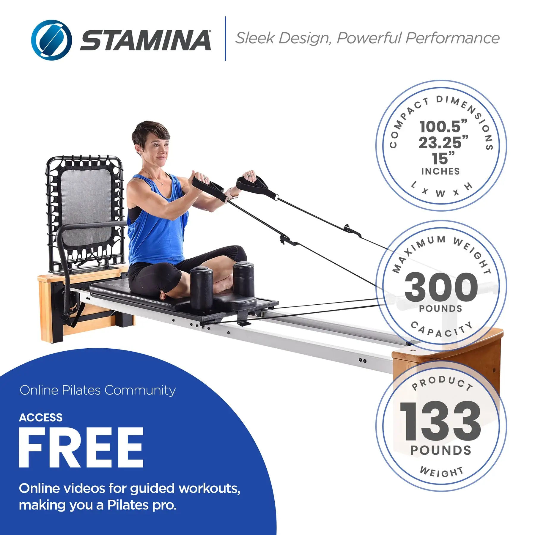 Stamina Products AeroPilates Pro XP557 Reformer Body Resistance Workout ...