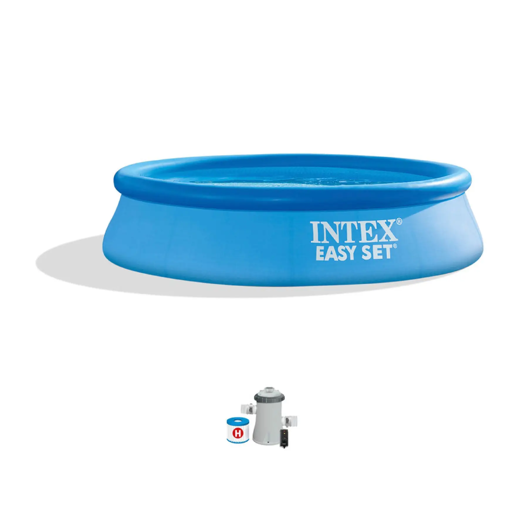 Intex 28107EH 8 x 24 Inch Easy Set Inflatable Pool with Filter, Blue ...