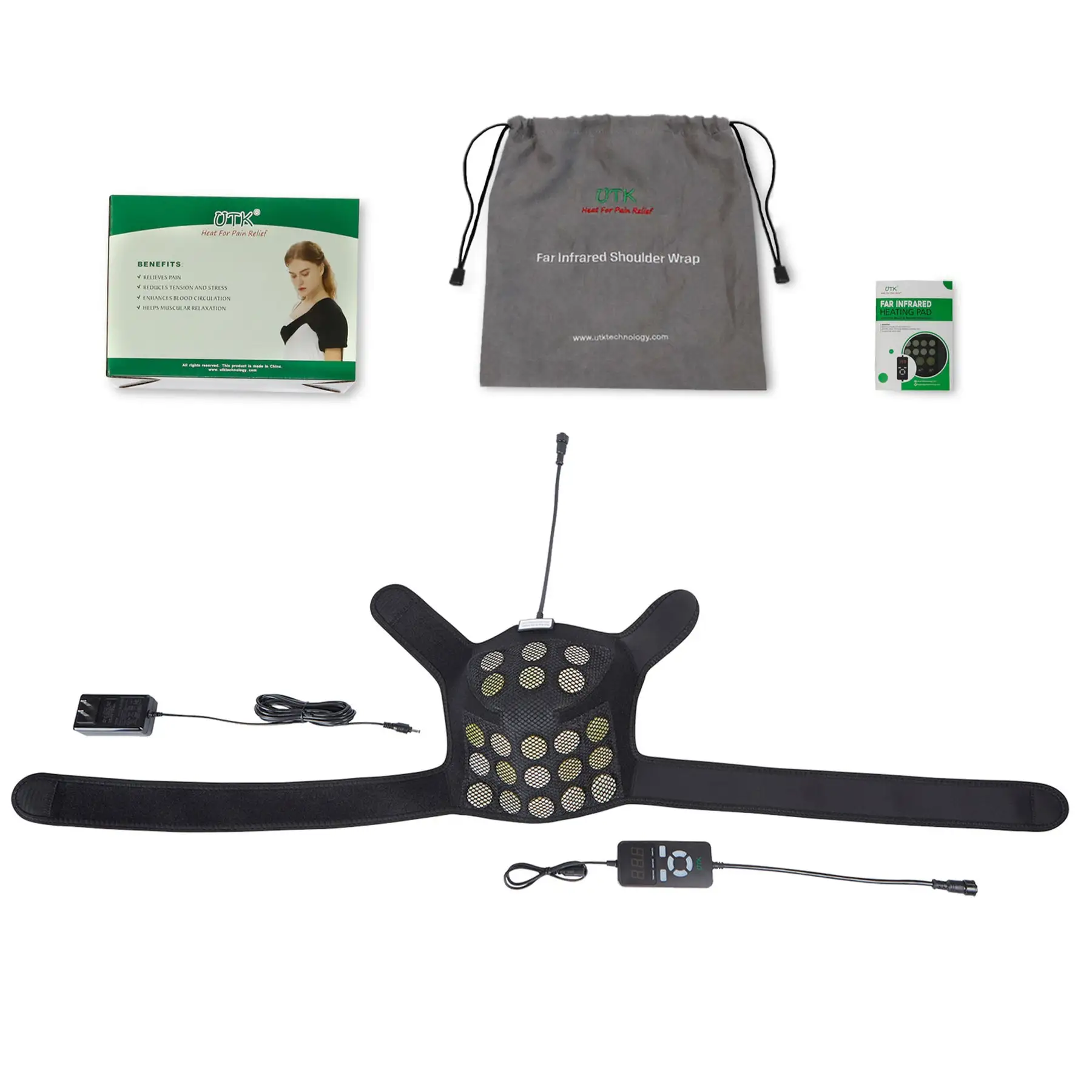 UTK Jade Stone Infrared Shoulder Pain Relief Heating Pad w/ Smart ...