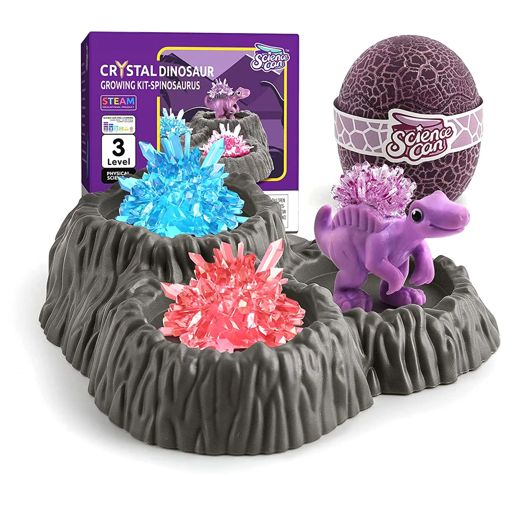 Science Can Geoscience 3 Color Crystal Dinosaur Deluxe Growing Kit ...