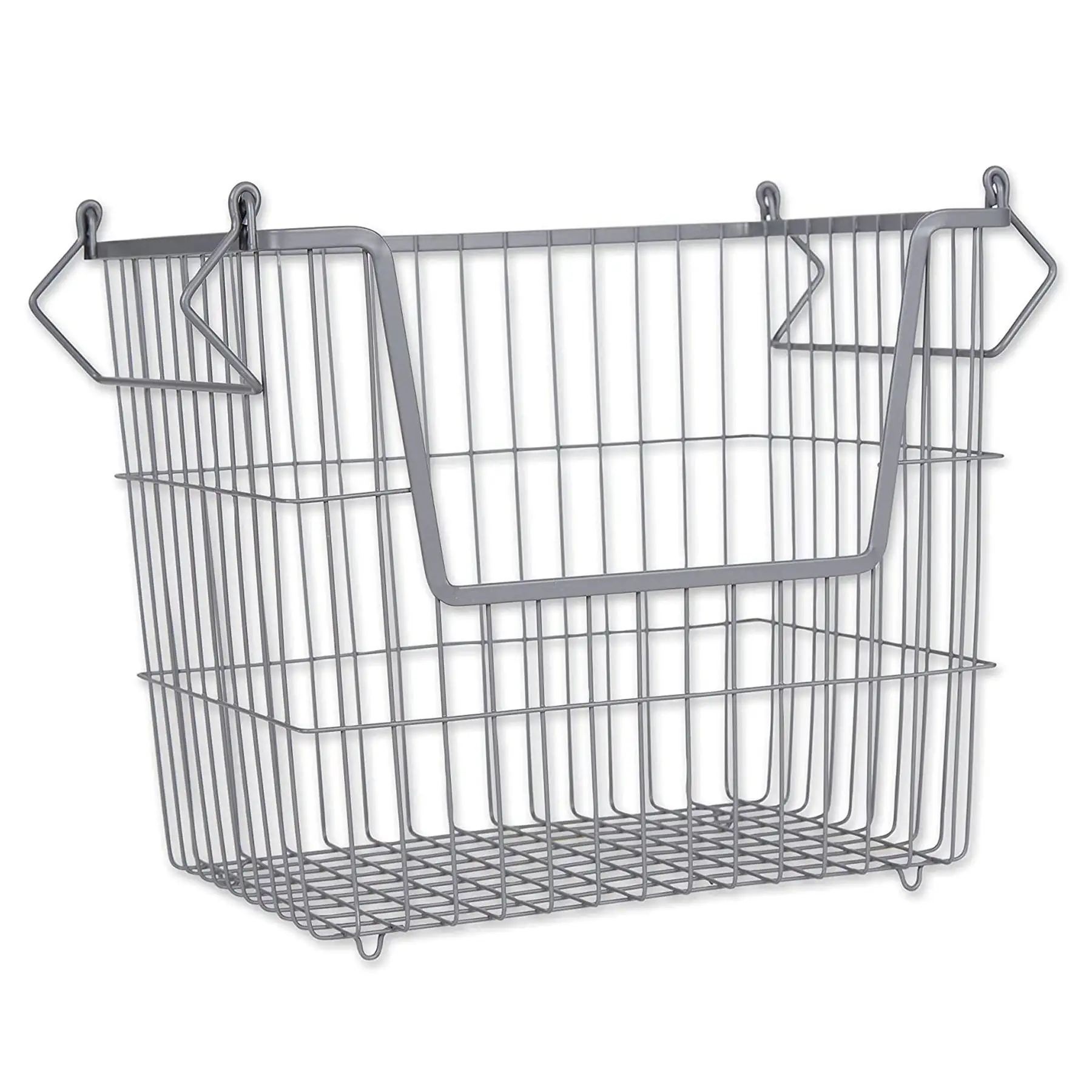 Wire Mesh Stackable Utility Storage Bin, Large, Cool Gray - Trusted ...