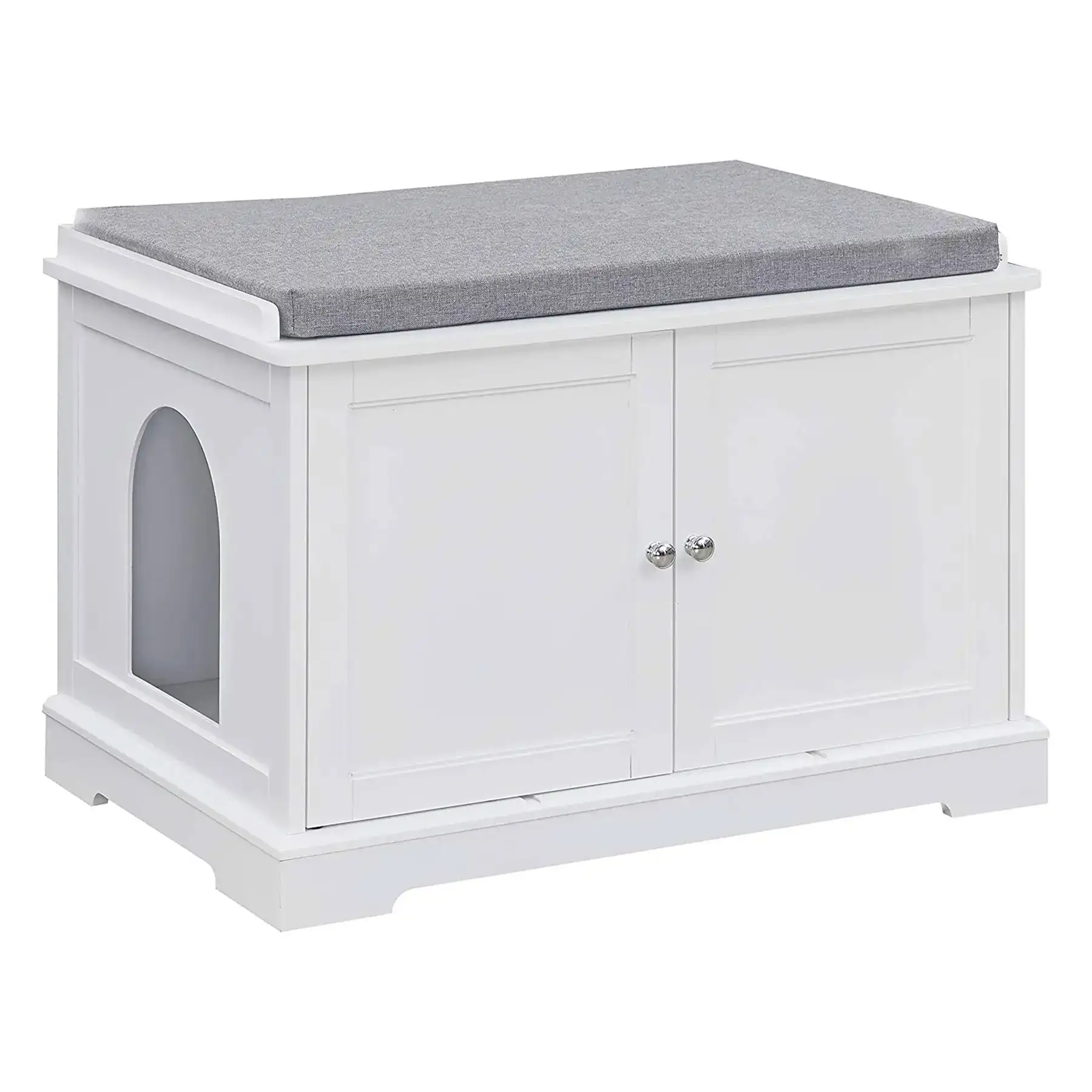 Sweetgo Cat Bench Litter Box Cover with Removable Partition Wall, White ...