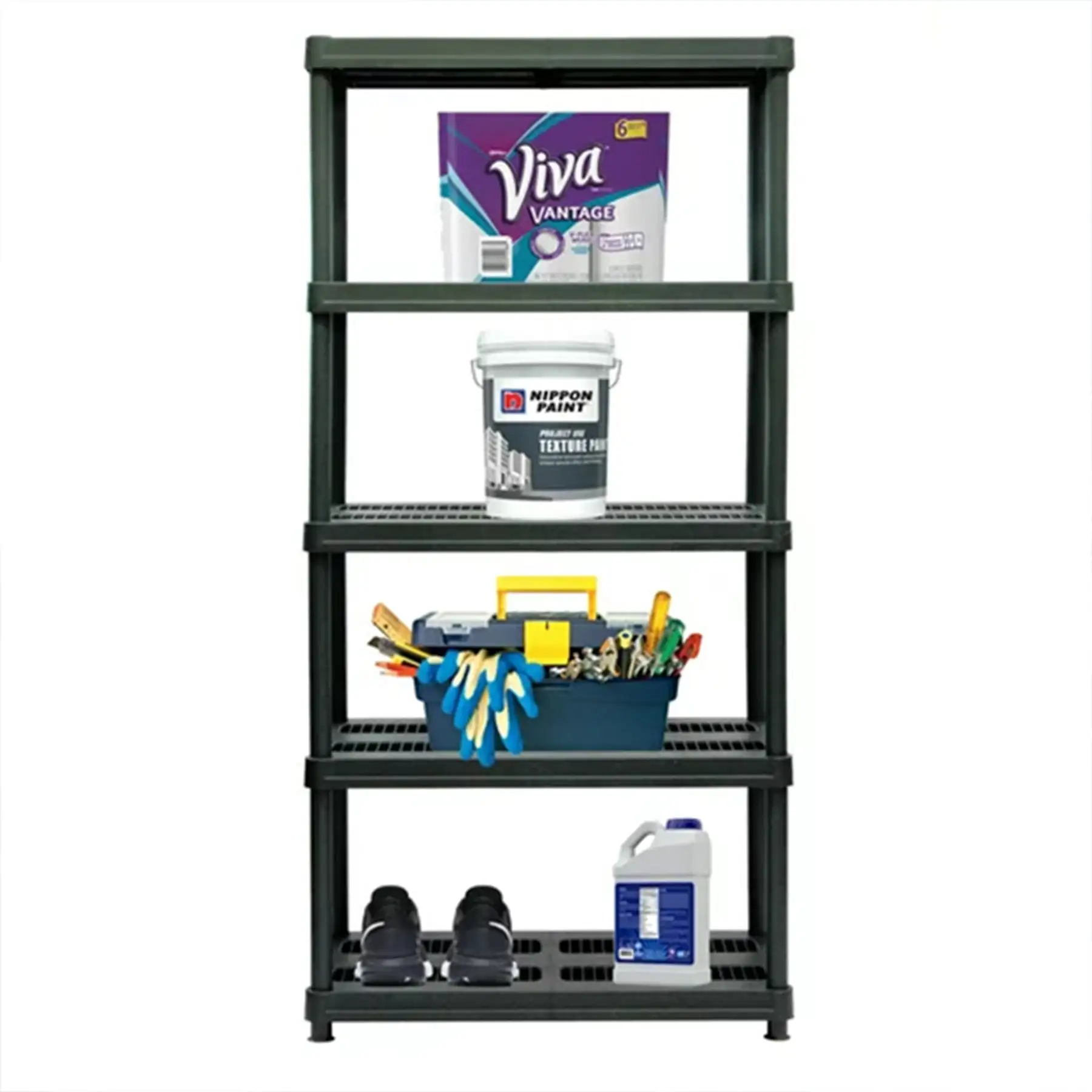 Juggernaut Storage 72 Inch 5 Shelf Plastic Utility Shelving Storage ...