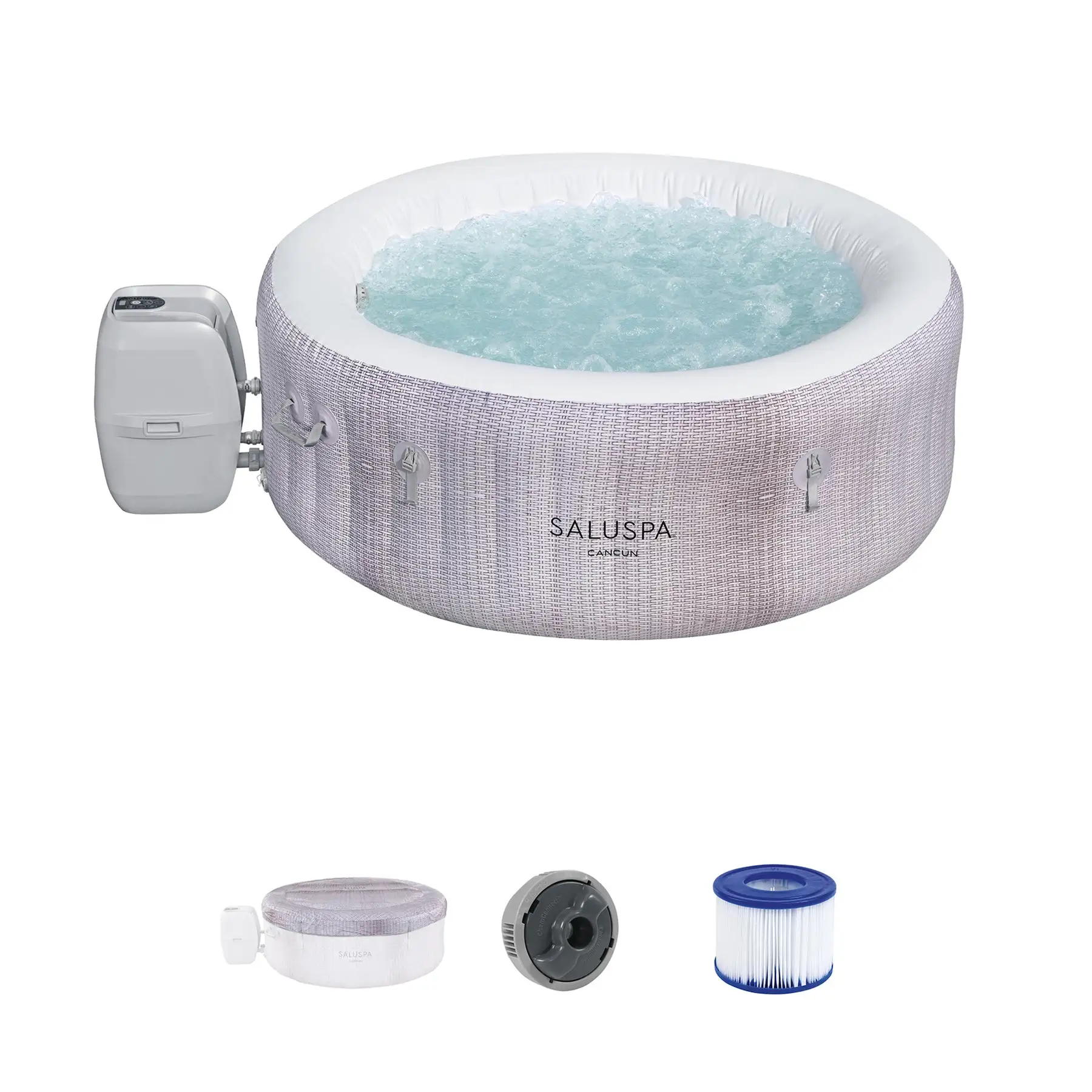 Bestway SaluSpa AirJet Inflatable Hot Tub with EnergySense Cover,Grey ...