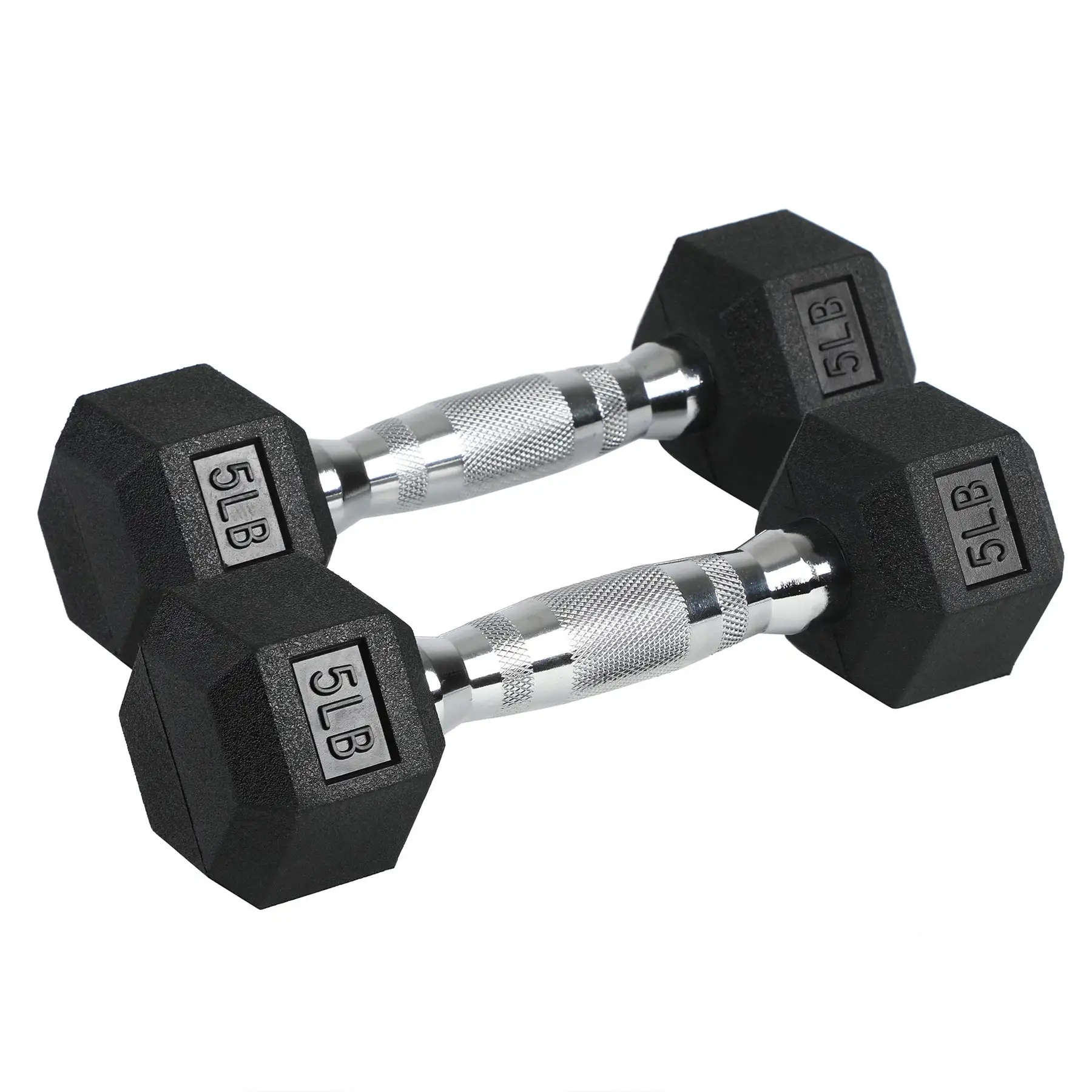 HolaHatha Iron HexCast Exercise 5lb Dumbbell Weights w/Contoured Grips ...