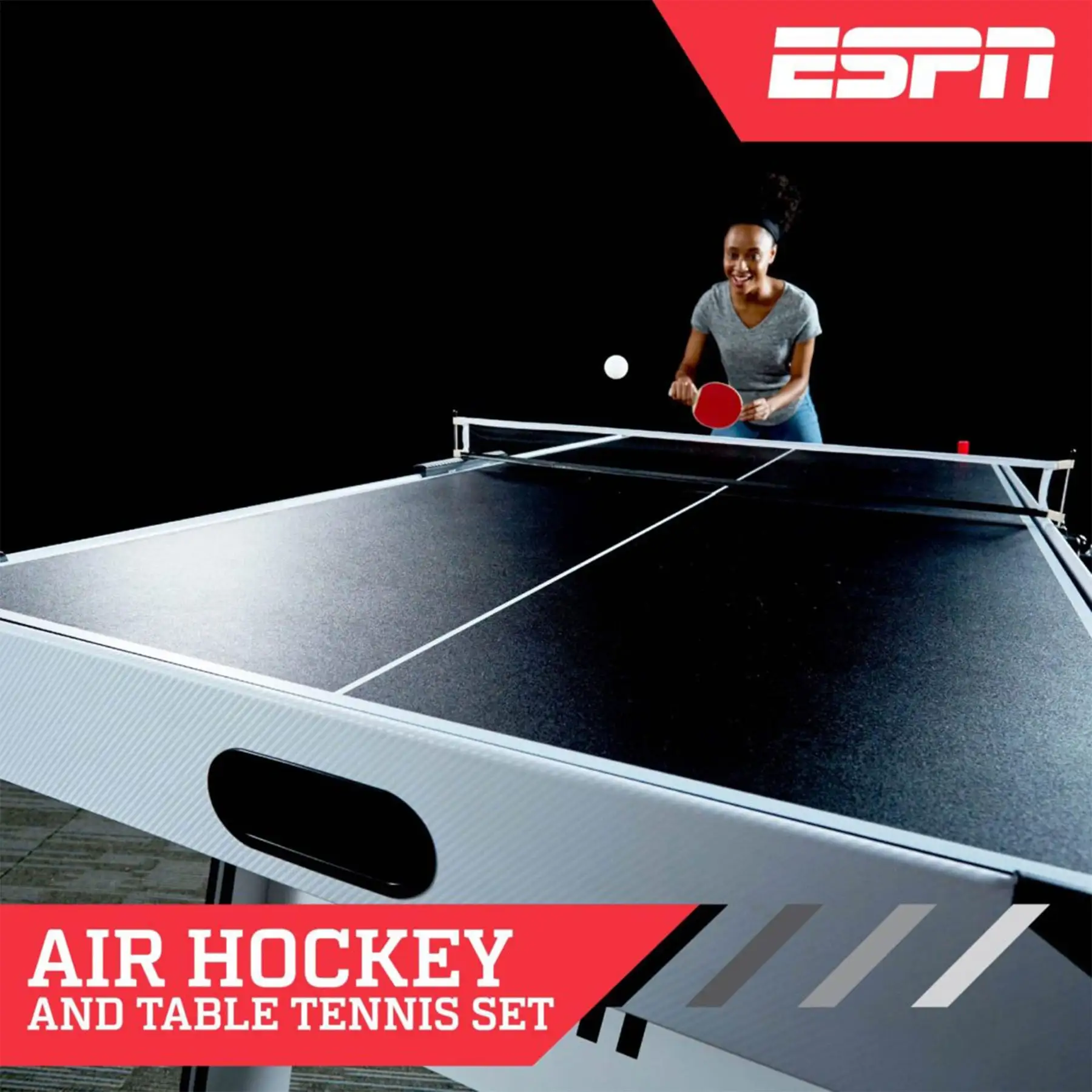 ESPN 72'' Air Powered Hockey Arcade Game Table with Table Tennis ...