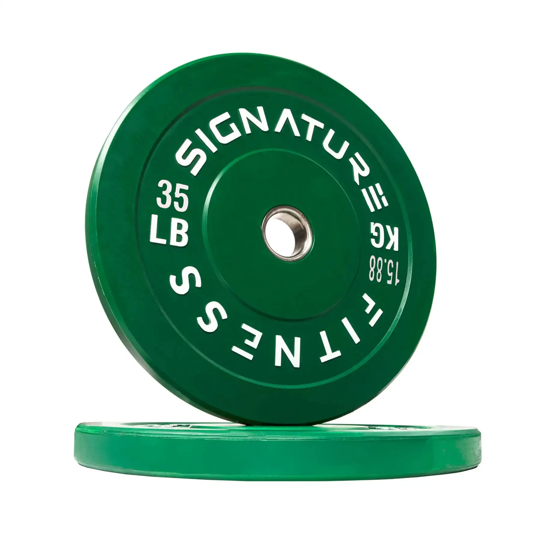 Signature Fitness 35 Pound Color Coded Olympic Bumper Plate Weight ...