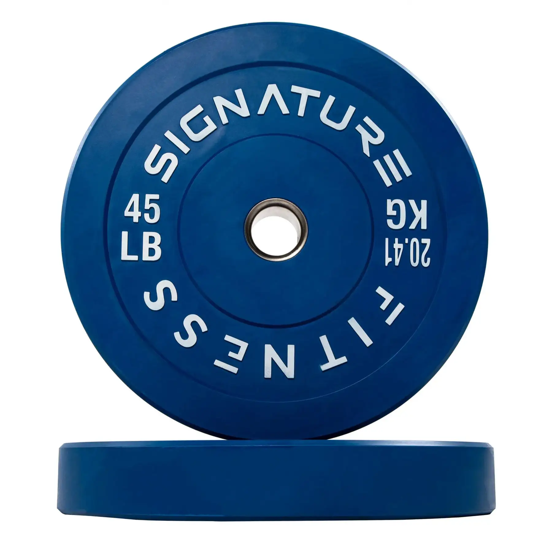Signature Fitness 15 Pound Color Coded Olympic Bumper Plate Weight ...