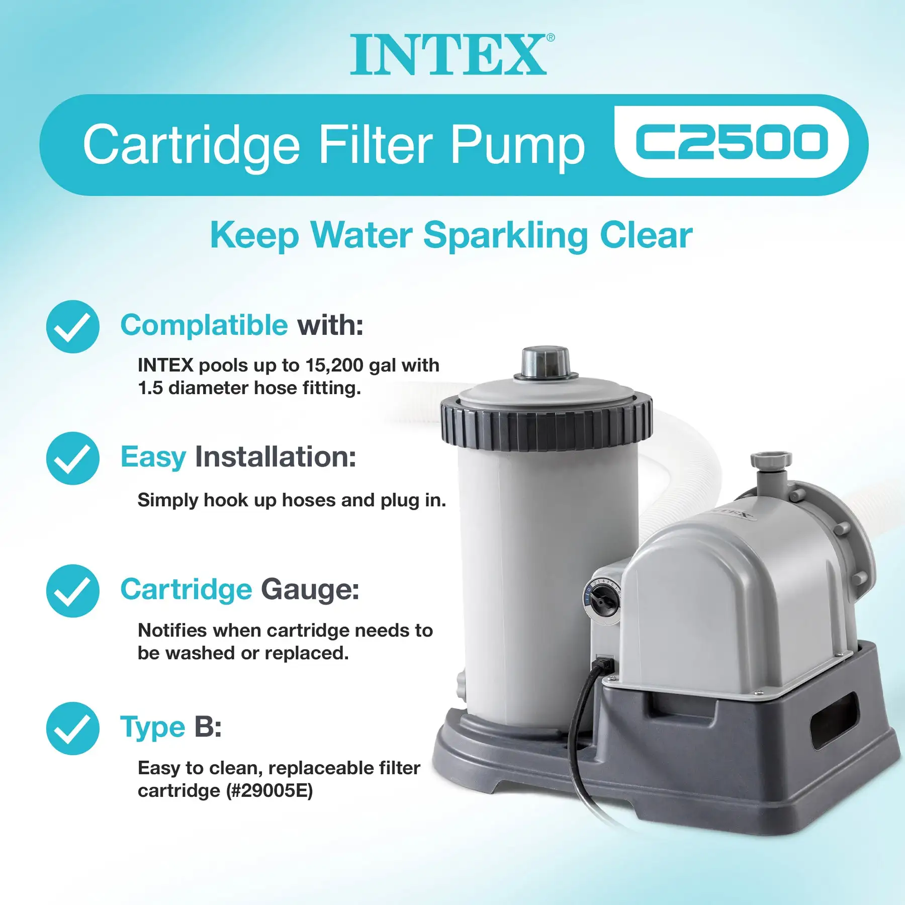 Intex 2500 GPH Krystal Clear Pool Filter Pump w/ Timer 633T 28633EG ...