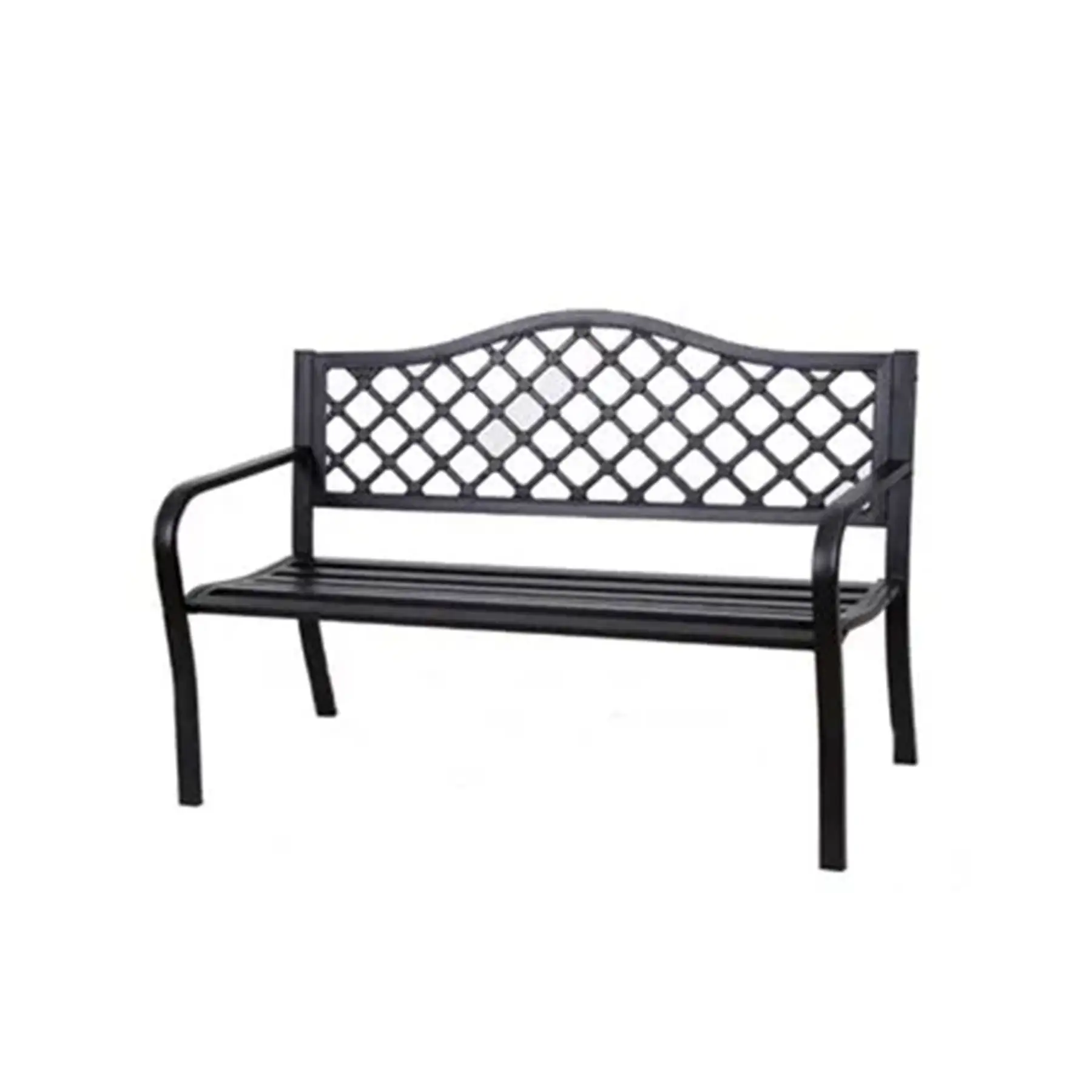 Four Seasons Courtyard Steel Park Bench w/Lattice Seat Back Design ...