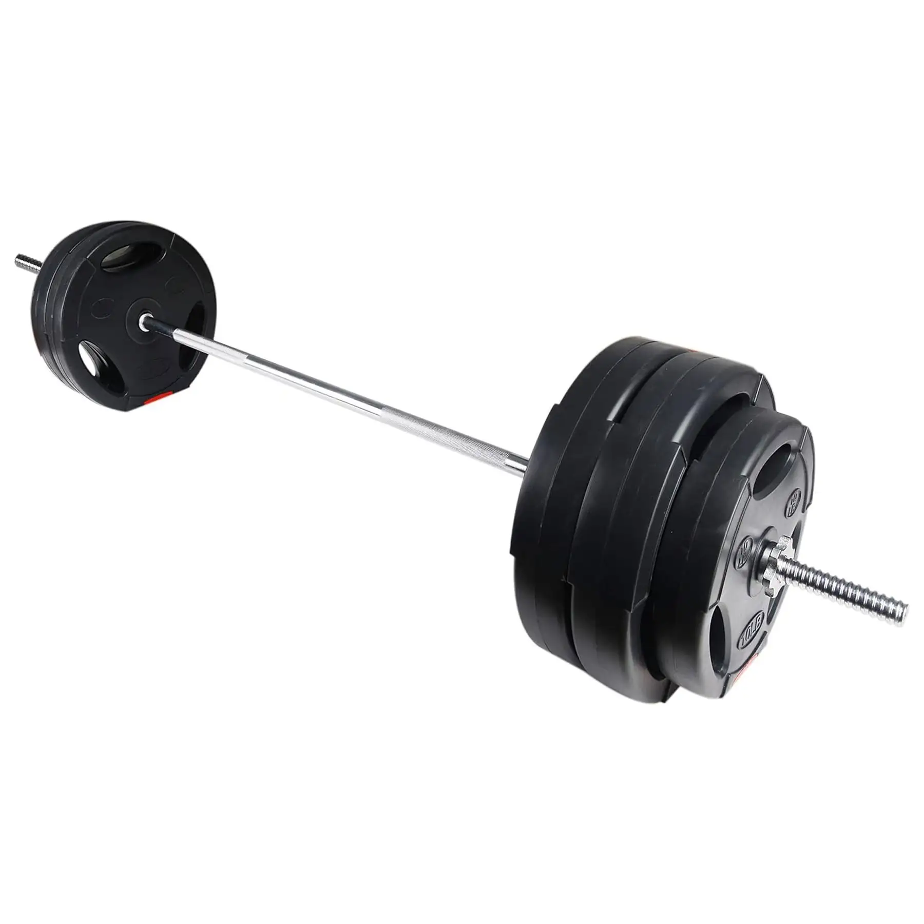 BalanceFrom Standard Coded Olympic Barbell 100 Pound Weight Plate Set ...