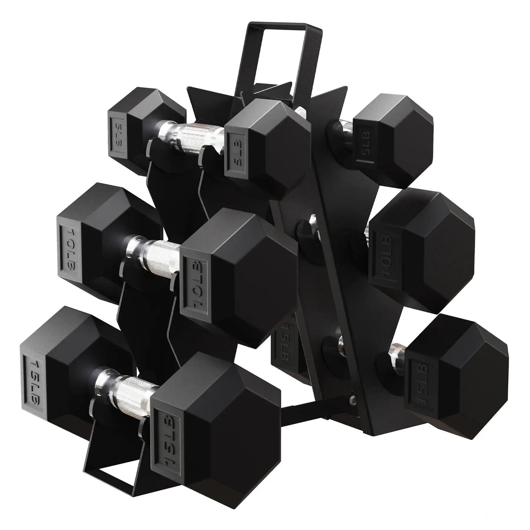 BalanceFrom Signature Alloy Steel Rubber Encased Hex Dumbbell Set ...