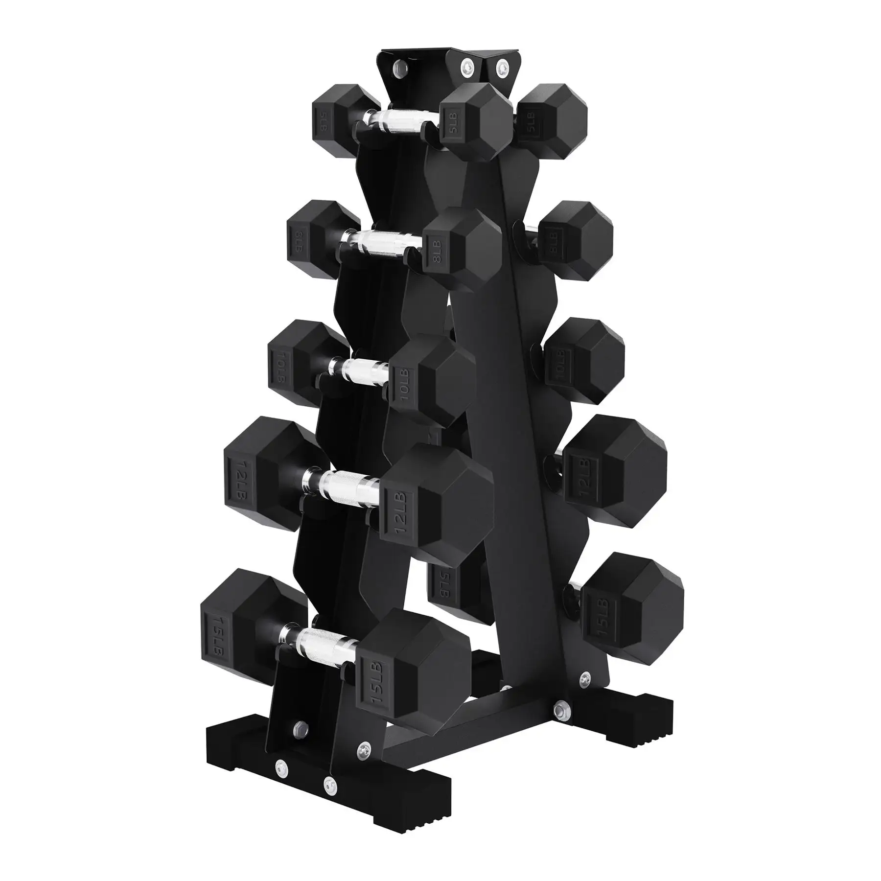 BalanceFrom Steel Fitness Rubber Encased Hex Dumbbell Set, Black (For ...