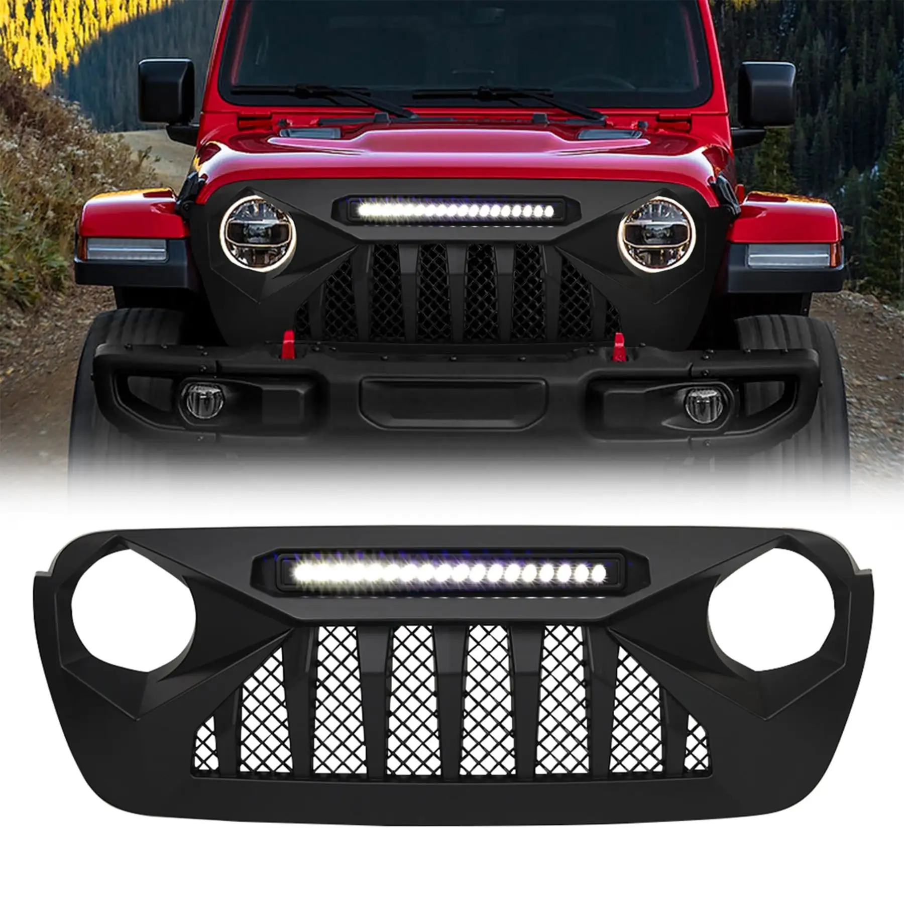 AMERICAN MODIFIED Grille Compatible w/18-21 Wrangler JL & Gladiator JT ...