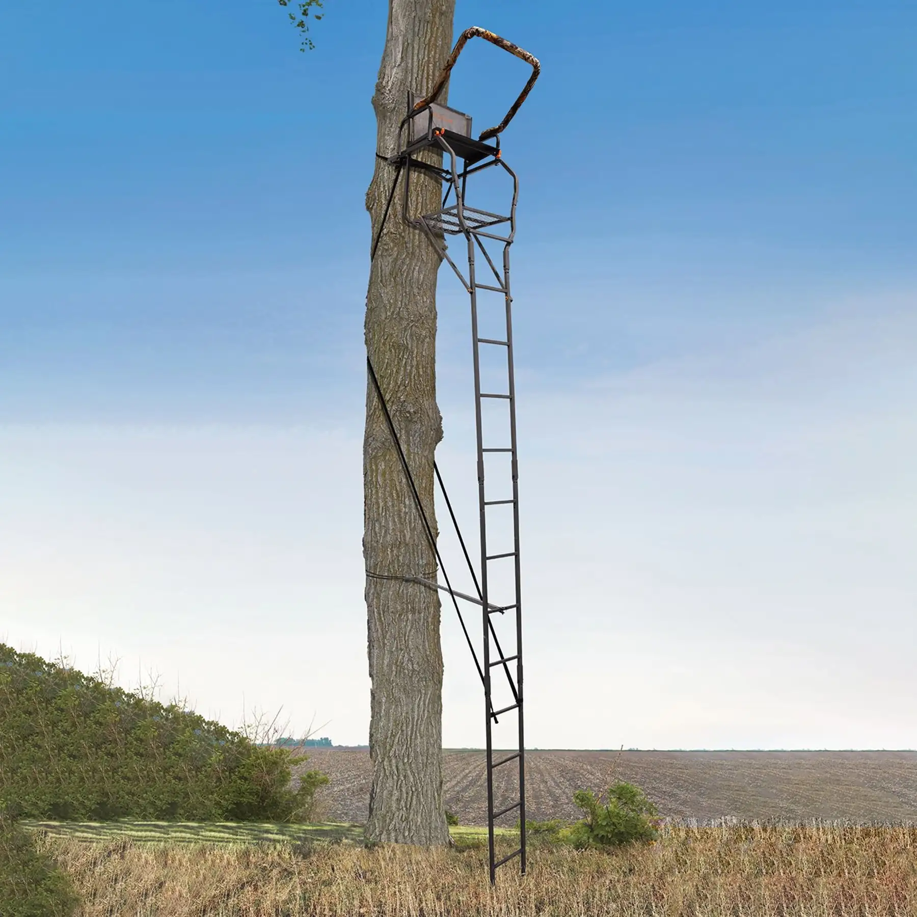 Big Game XL 17.5' Ladder Treestand with Flip-Back Seat and Rail, Black ...