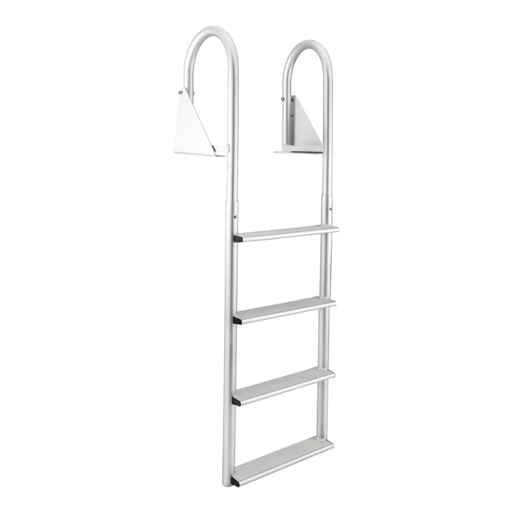 RecPro 4 Step Aluminum Marine Grade Dock Pier Flip Up Ladder, Silver ...