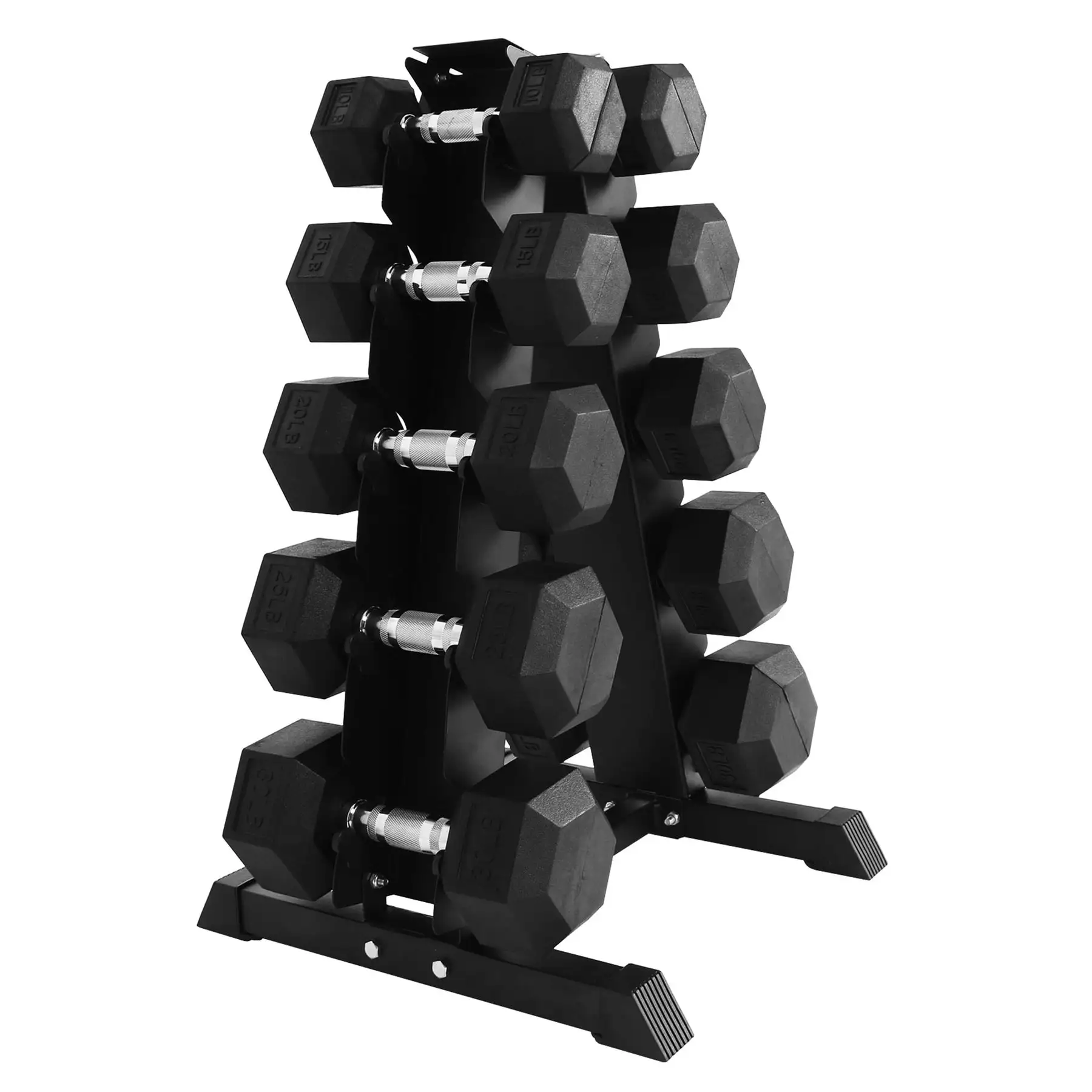 BalanceFrom Signature Alloy Steel 200 lb Rubber Encased Hex Dumbbell ...
