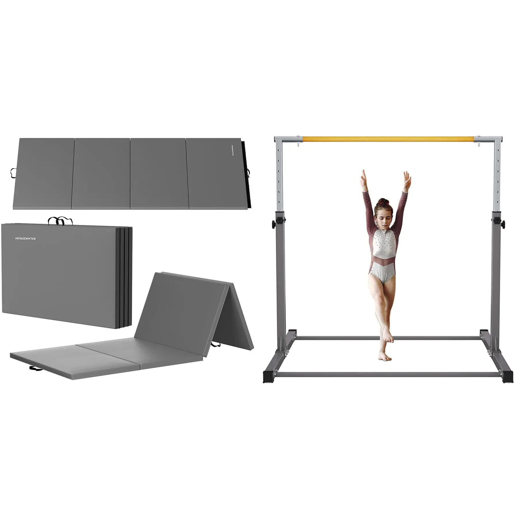 BalanceFrom Fitness 120 x 48 Inch Exercise Mat & Adjustable Gymnastics ...