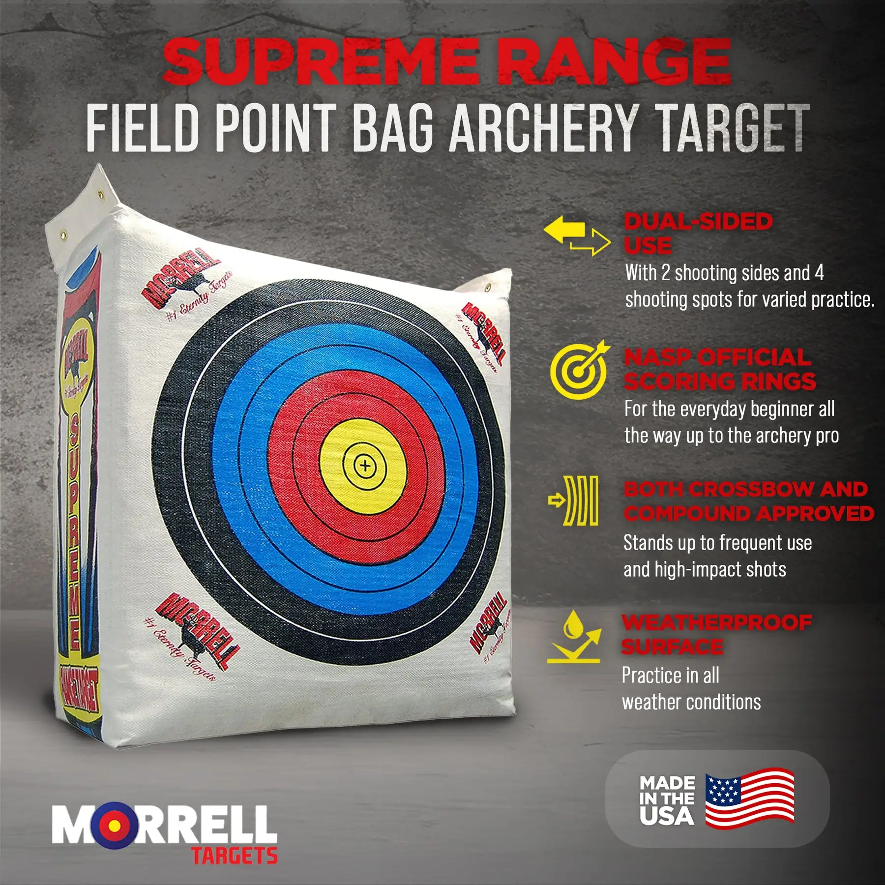 Morrell Supreme Range NASP Adult Field Point Archery Bag Target, 3 Pack ...