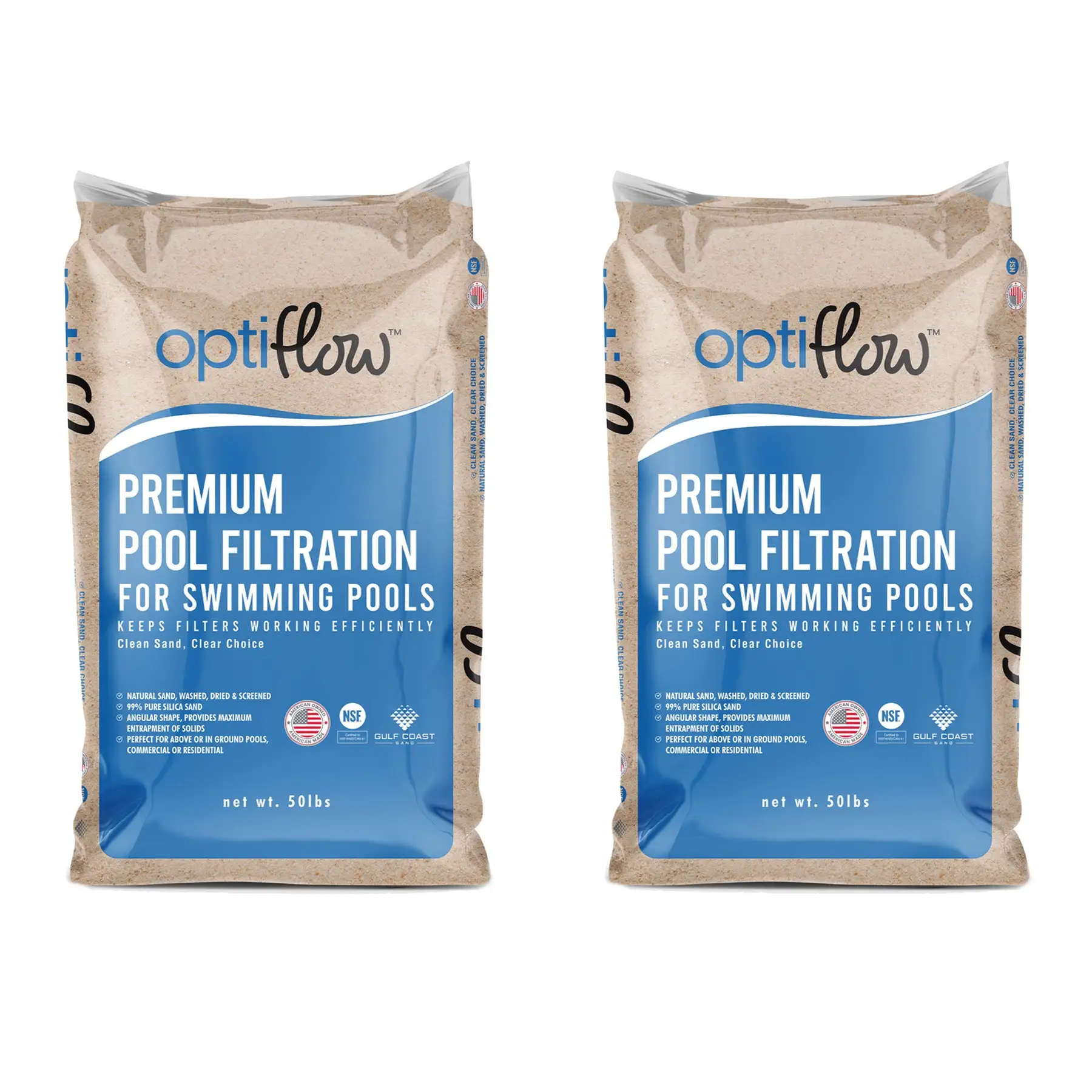 OptiFlow 50Lb Premium Pool Filtration Angular Sand w/Pure Silica ...