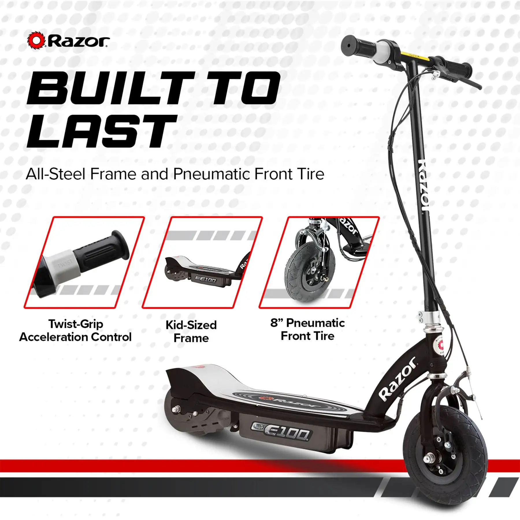 Razor E100 Kids Ride On 24V Motorized Powered Electric Kick Scooter Toy ...