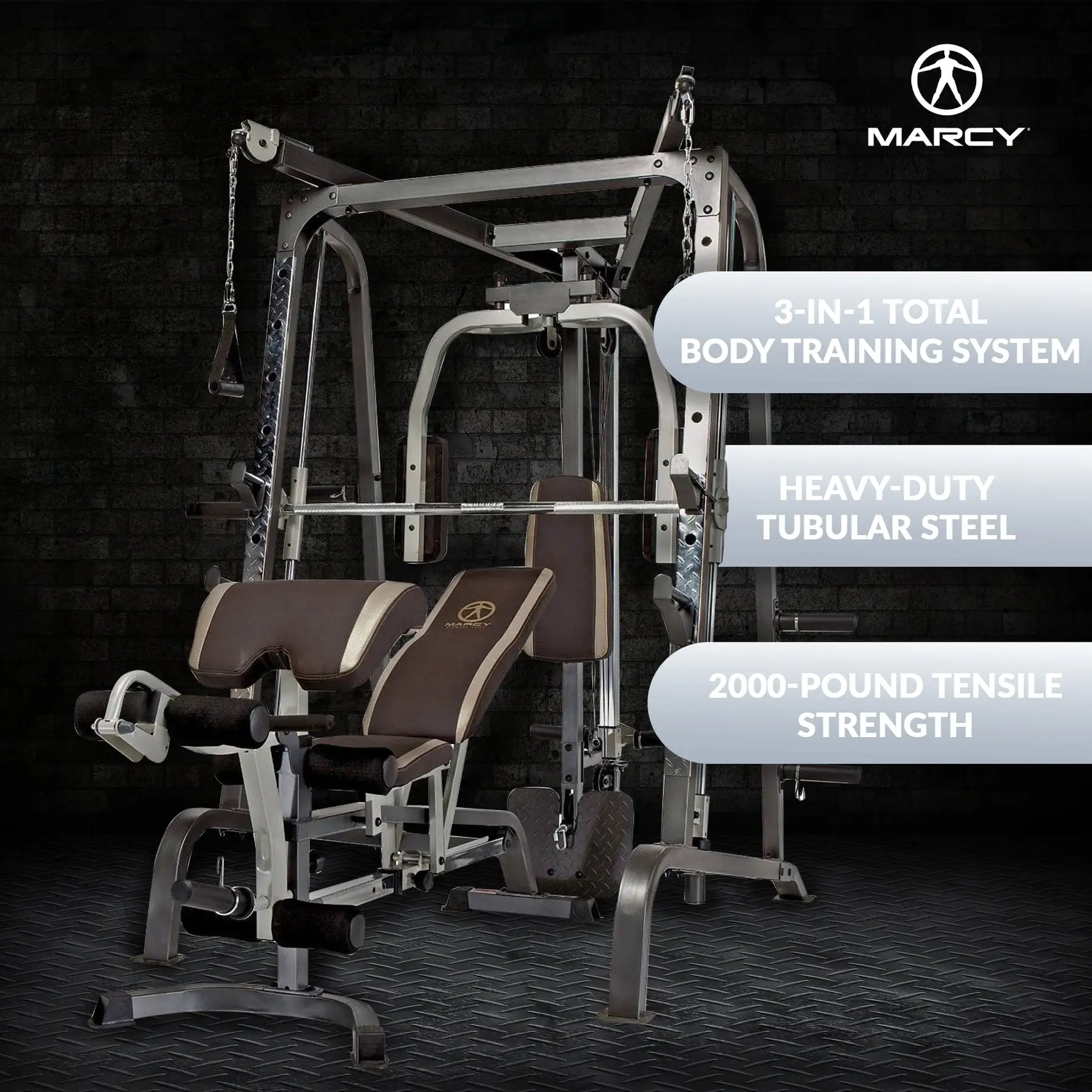 Marcy Deluxe Diamond Elite Smith Cage Home Workout Total Body Gym ...