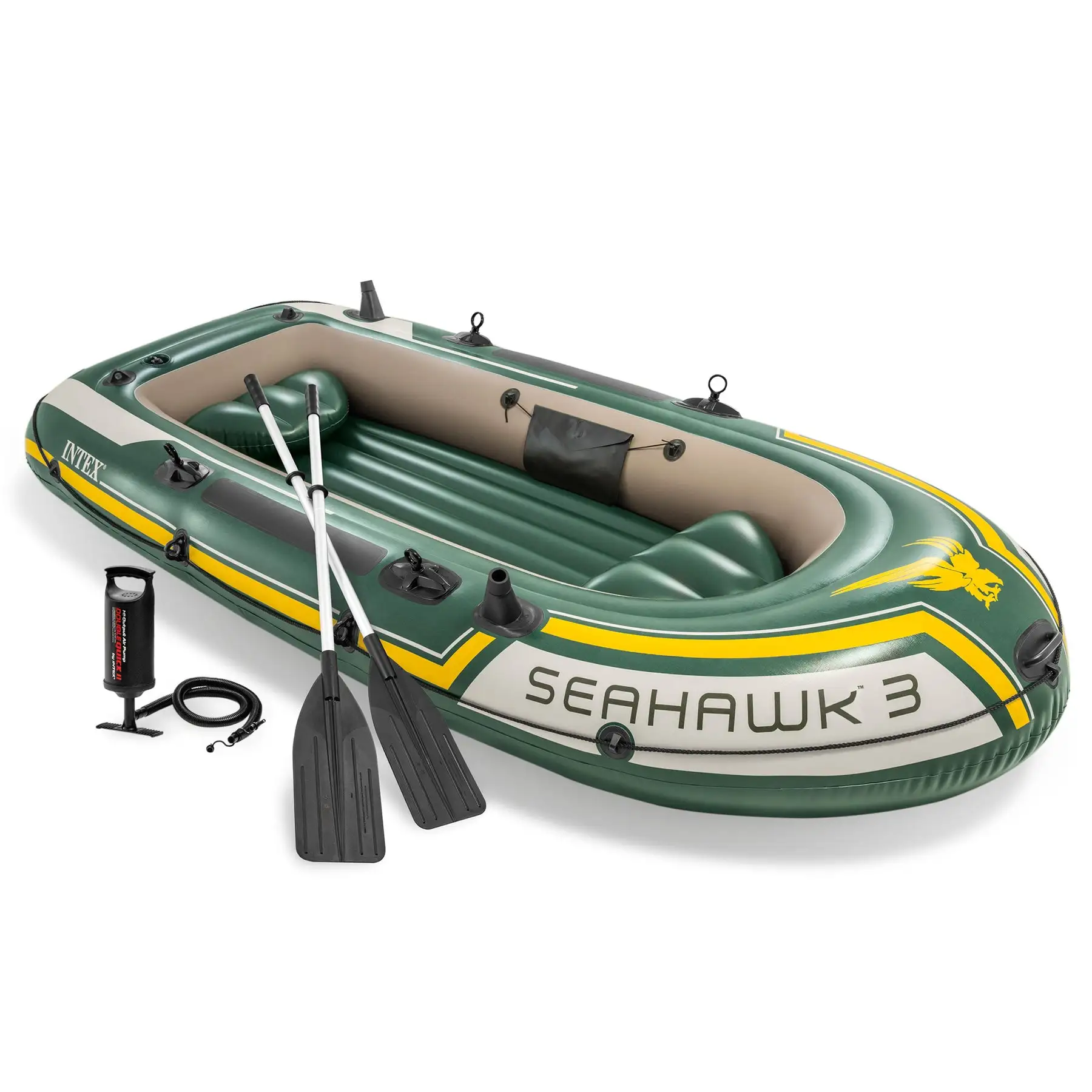 Intex Seahawk 3 Person Inflatable Rafting Boat Set with Aluminum Oars ...