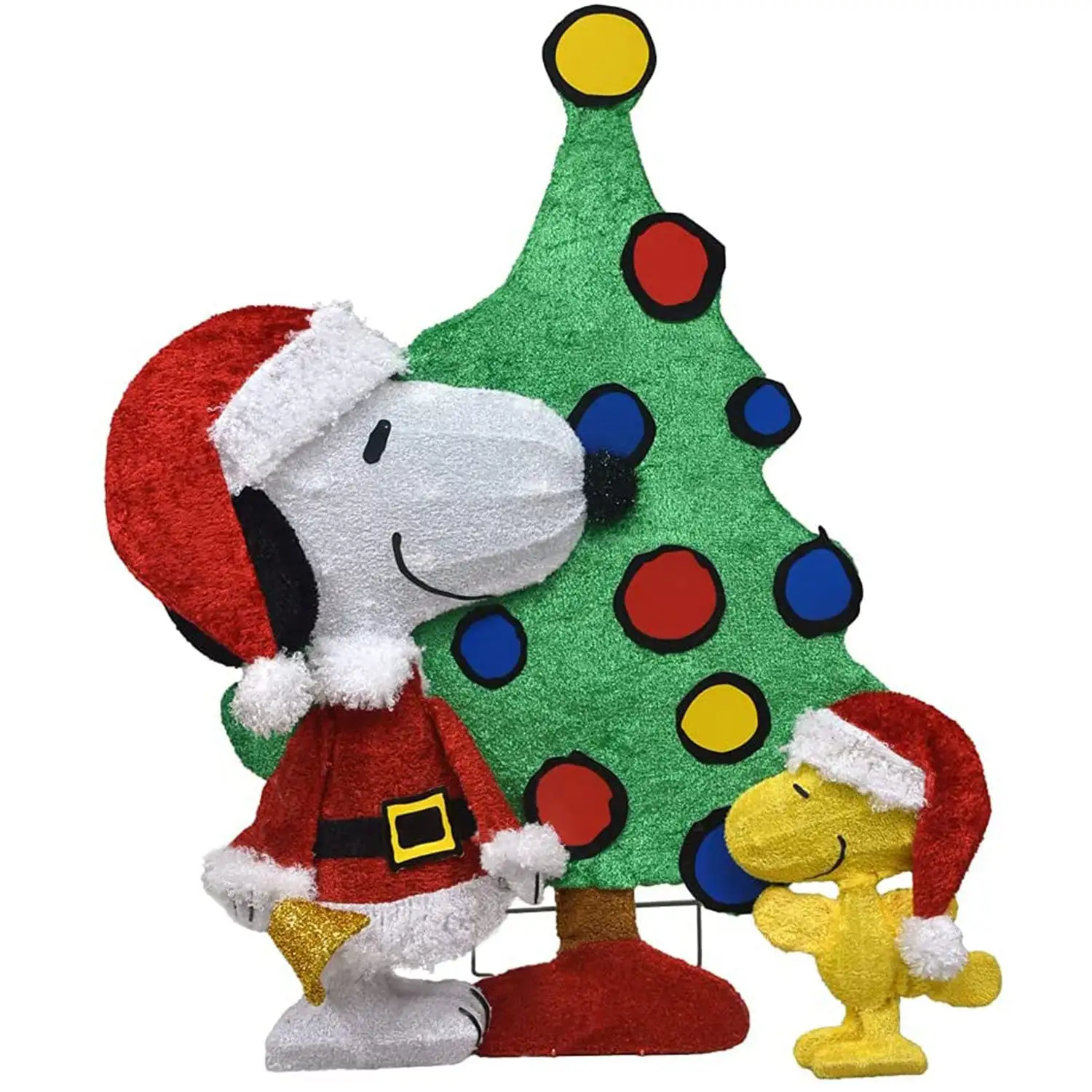ProductWorks Peanuts 32" Snoopy & Woodstock Lit Tree Yard Decoration ...