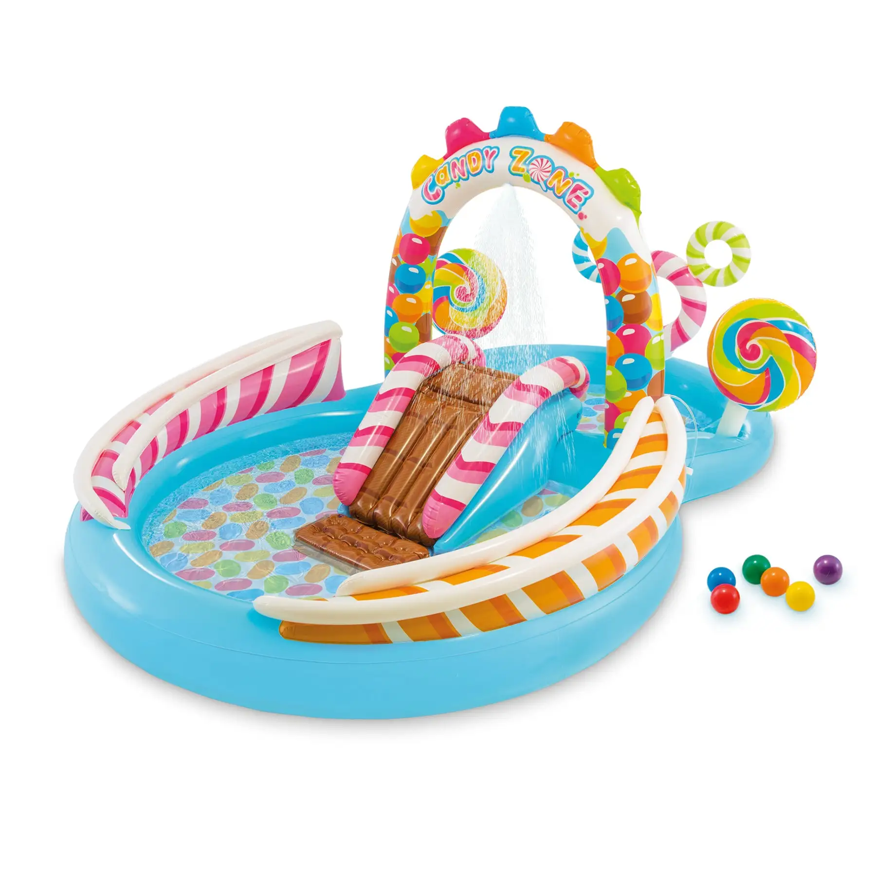 Intex Inflatable Candy Zone Swim Center Kids Splash Pool w/ Waterslide ...