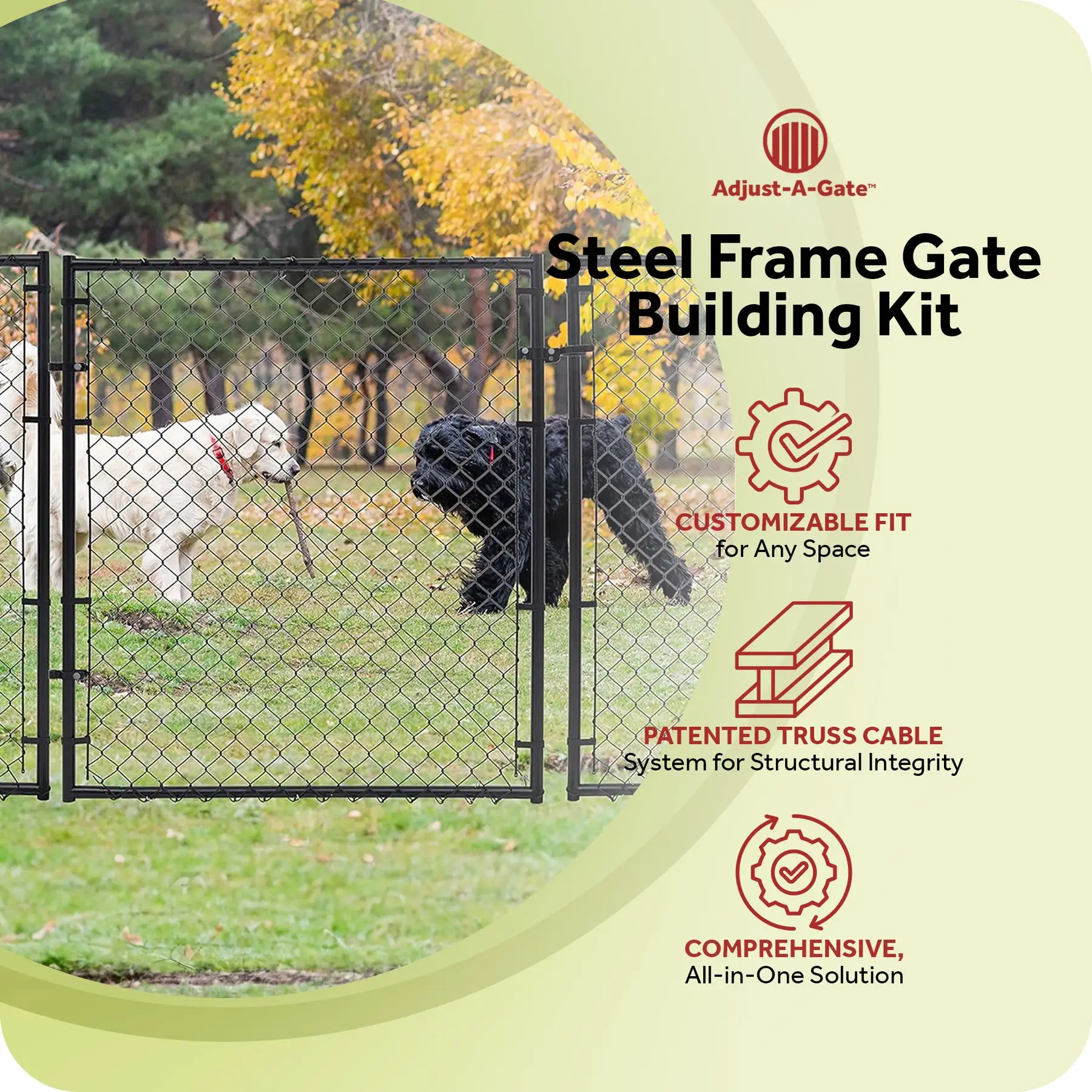 Adjust-A-Gate Adjustable Chain Link Gate w/Square Corner Frame, Black ...