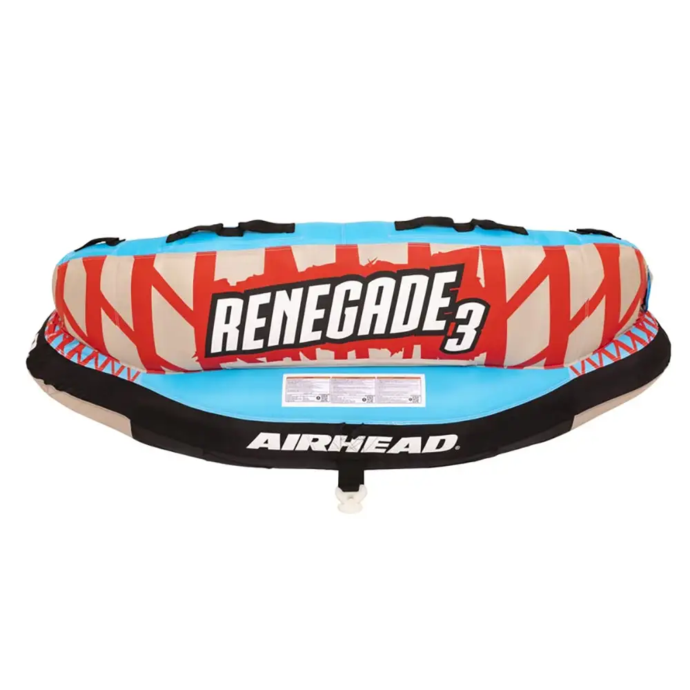 Airhead Renegade 3 Person Inflatable Water Tube Kit w/ Boat Rope & Pump ...