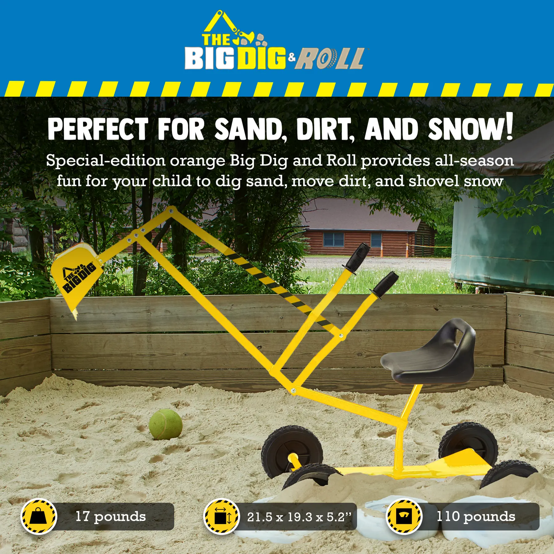 Big Dig Rolling Sandbox Digger Excavator Crane with 360 Degree Rotation ...