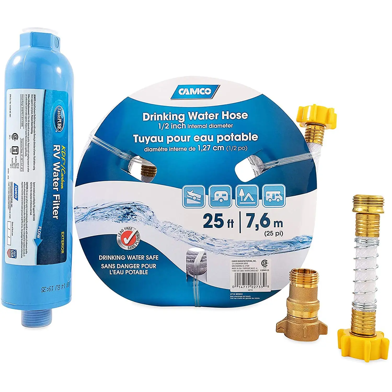 Camco 40010 Marine RV Camper Trailer Fresh Water Hose and Filter ...