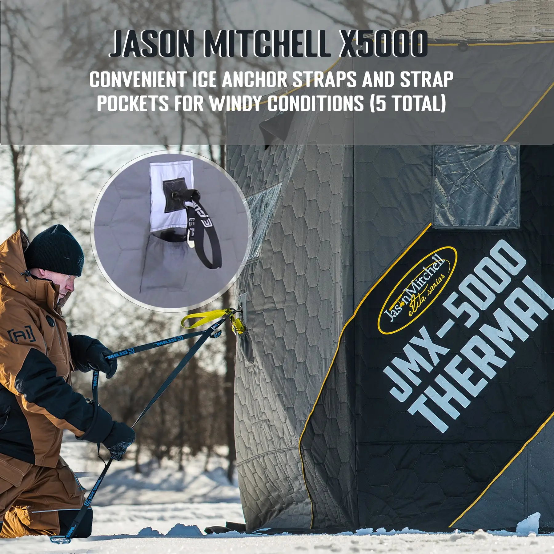 CLAM Jason Mitchell X5000 Portable 9 Ft 6 Person Ice Fishing Thermal ...