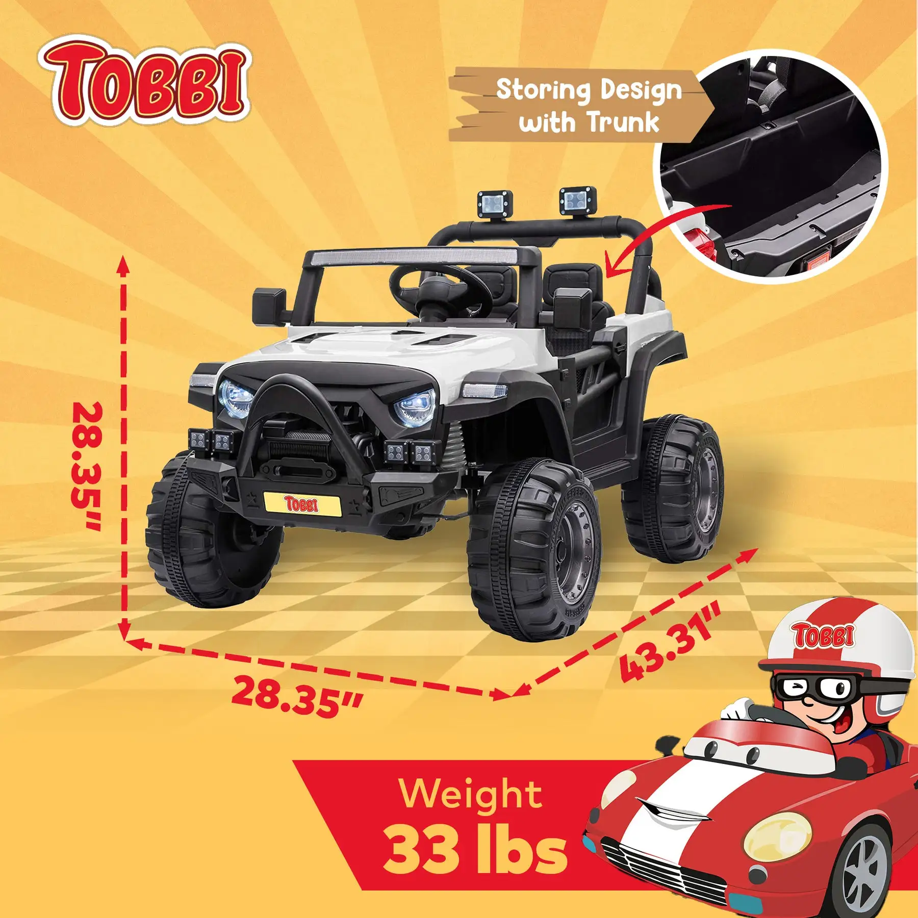 TOBBI 12V Electric Remote Control Kids Toy Fun Vehicle Ride On Truck ...