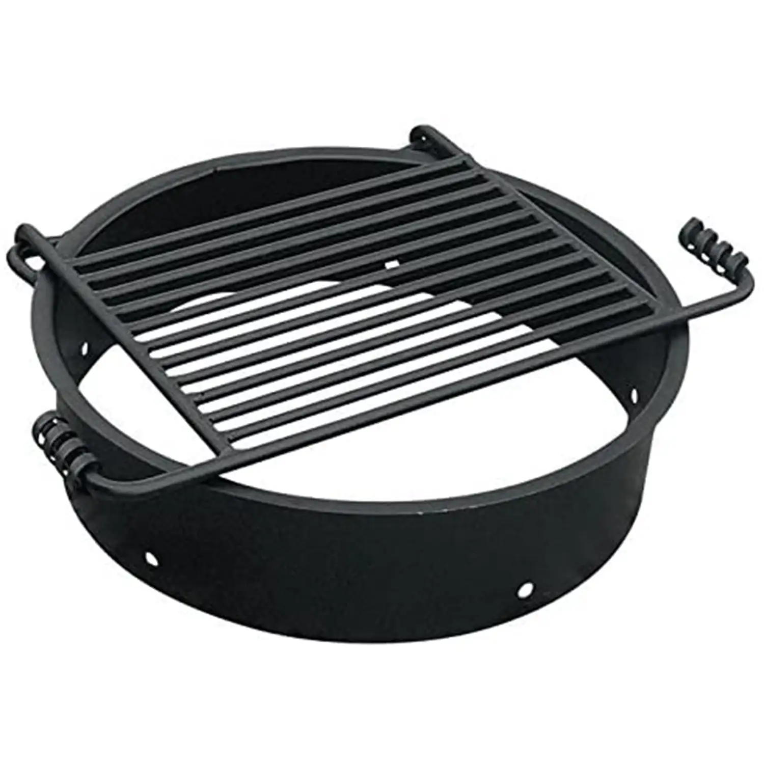 Pilot Rock 24" Steel Ground Fire Pit Ring & Metal Cooking Grate,Black ...