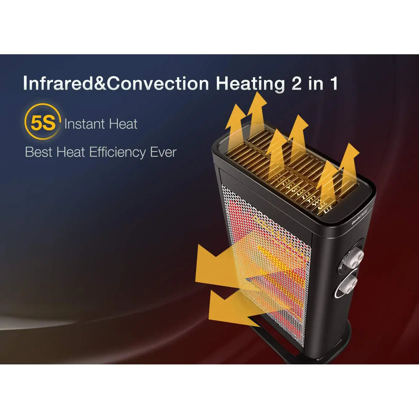 Geek Heat 2 in 1 Infrared & Convection Electric Portable Space Heater ...