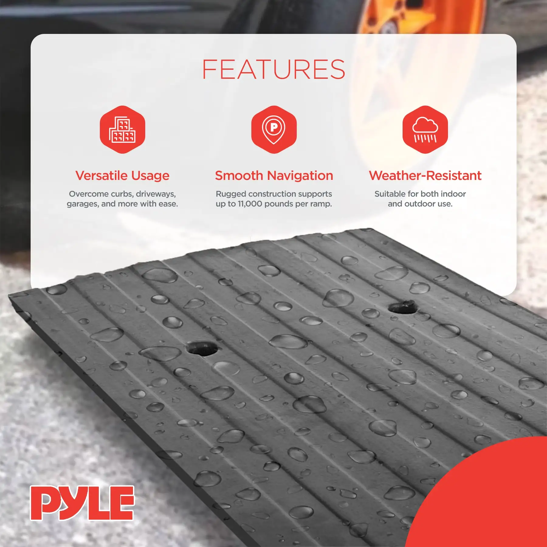 Pyle Car/Truck Curbside Driveway Ramp Threshold Bridge Track (2pk ...