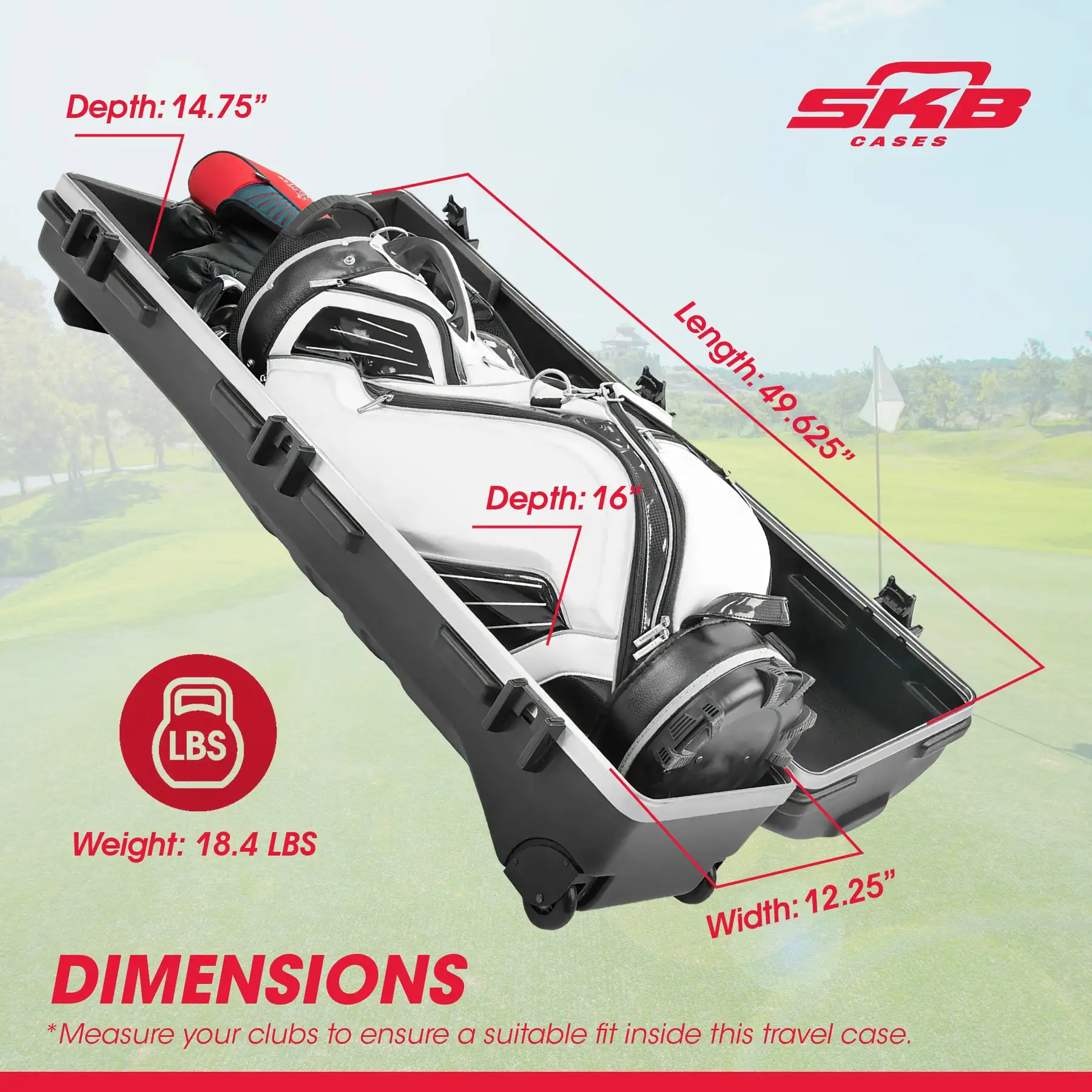 SKB Cases ATA Deluxe Standard Hard Plastic Storage Wheeled Golf Bag ...