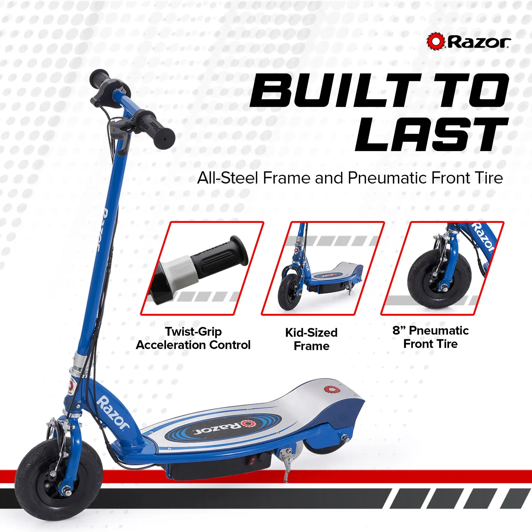 Razor E100 Kids Ride On 24V Motorized Powered Electric Kick Scooter Toy ...